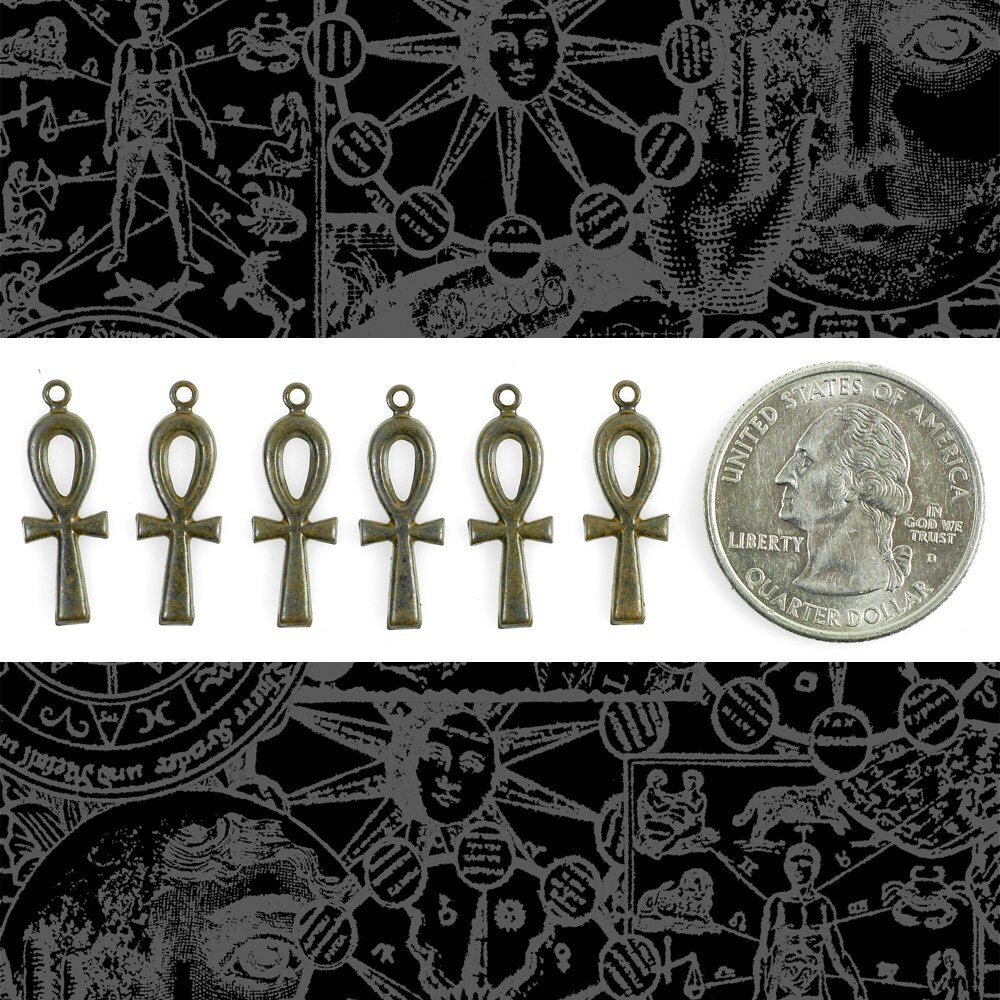 Chocolate Brown Plated Brass Ankh Charm - Set of Six - RB-C02 | Michaels