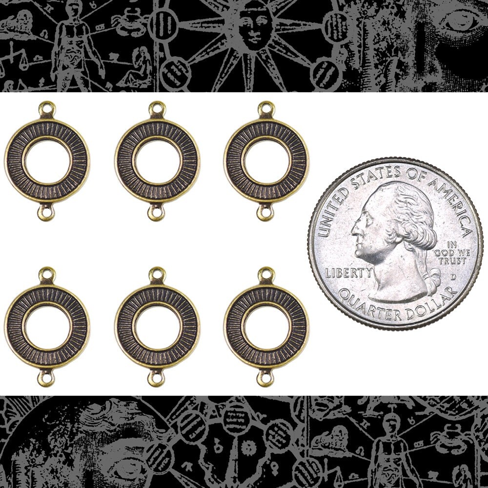 Antiqued Brass Halo Two Ring Connectors - Set of Six - AB-2C95 | Michaels