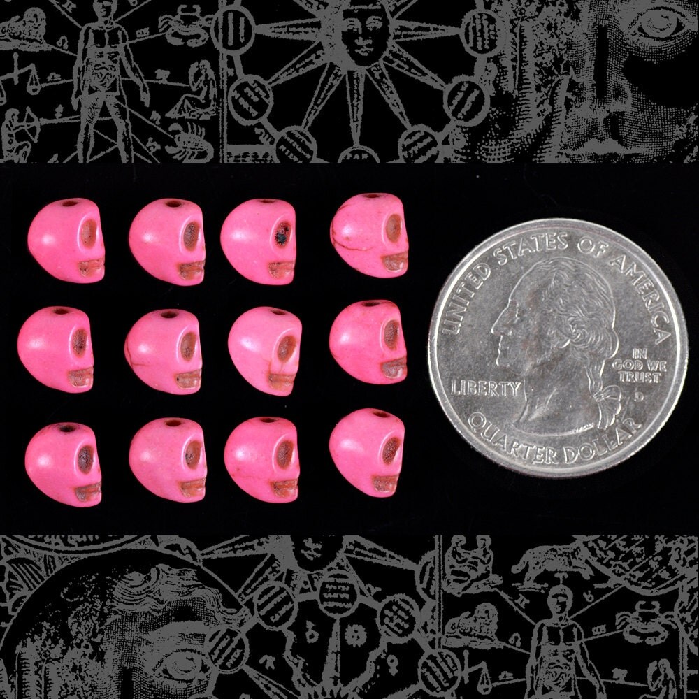 Twelve Pink Tiny Mini Skull 8mm x 6mm Magnesite Beads - Bead-B37 | Michaels