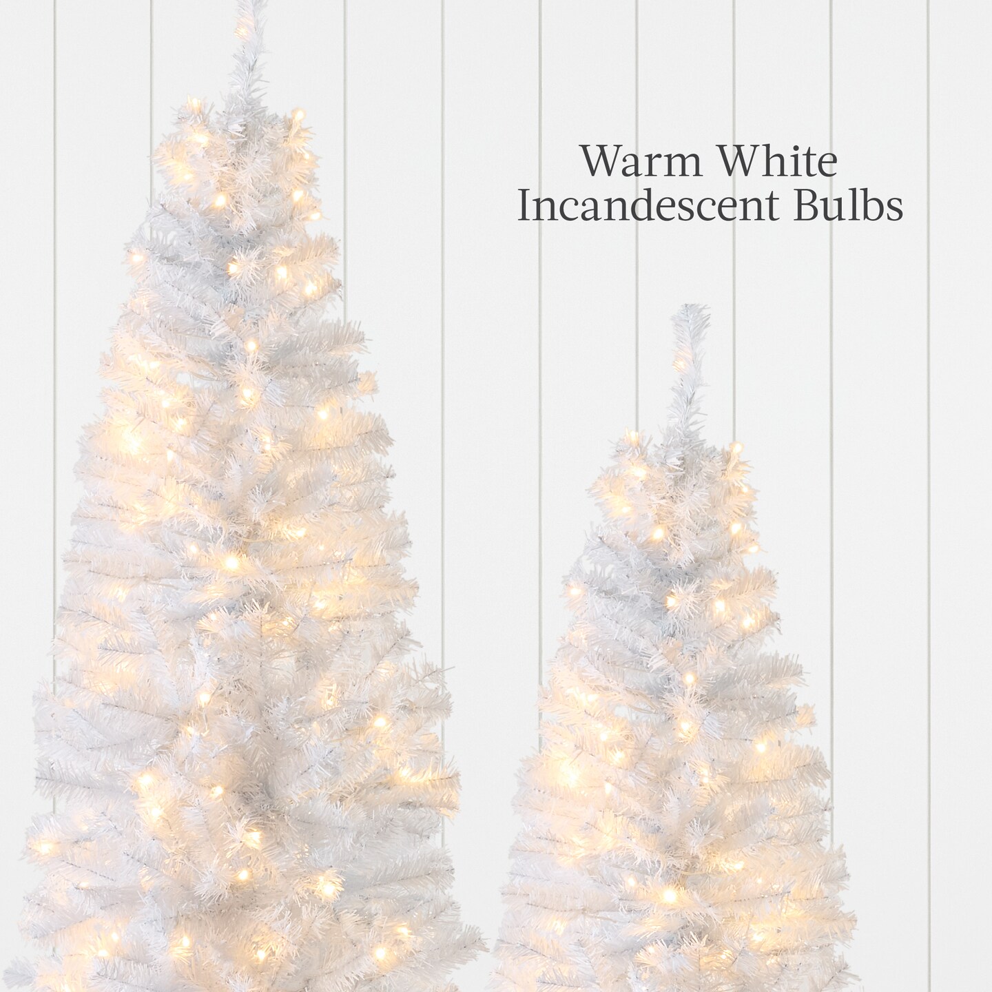 Best Choice Products Pre-Lit White Pencil Christmas Tree w/ Foldable Base, Incandescent Lights ...