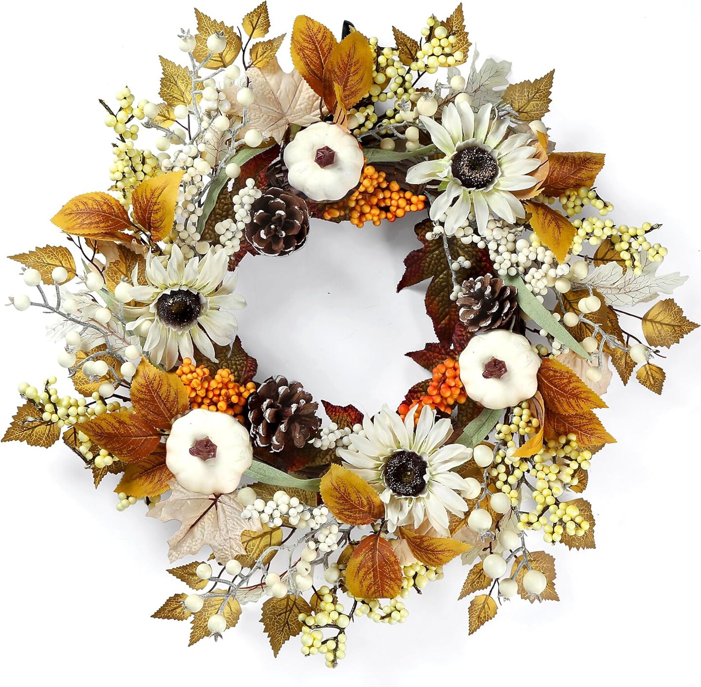 Fall Wreath 20’’ Autumn Front Door Wreath Harvest Wreath with Pumpkins ...