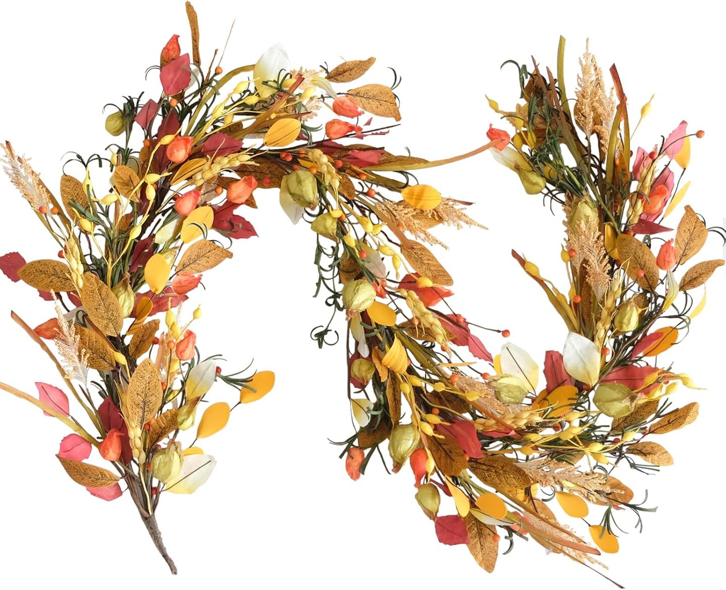 70 inch Fall Garland Artificial Eucalyptus Garland with Flowers, Fall ...