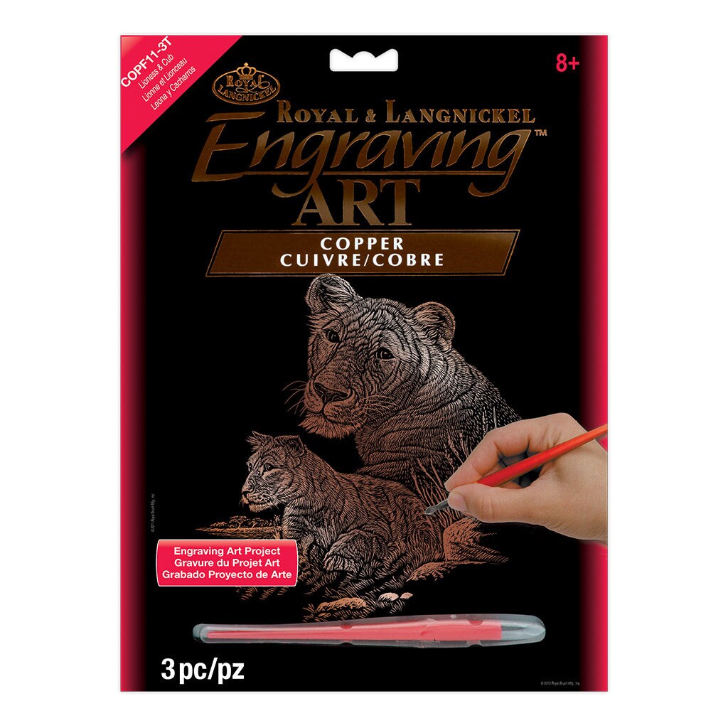 COPF11 | Engraving Art™ 8" x 10" Lioness & Cub Copper Foil Project ...