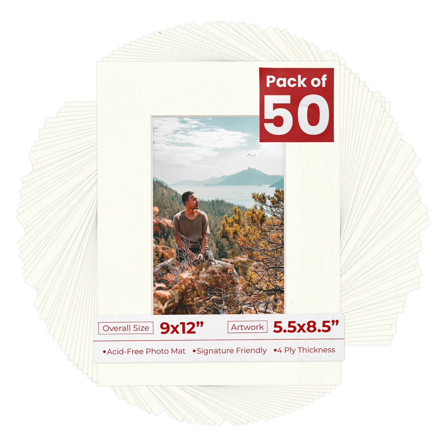 Beige Canvas Mat Board for 9x12 Frames - Fits 5.5x8.5 Photos, Color ...
