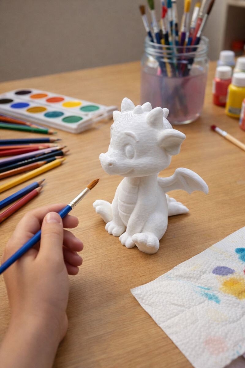 Paintable Cute Friendly Dragon Figurine Art Craft Activity DIY Kit | 3D ...