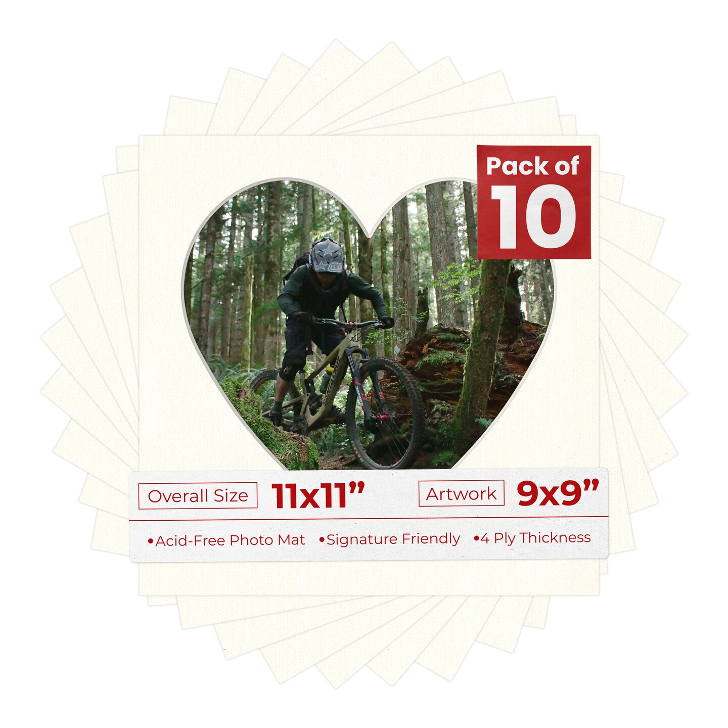 Beige Canvas Mat Board for 11x11 Frames - Heart Opening for 9x9 Photos ...