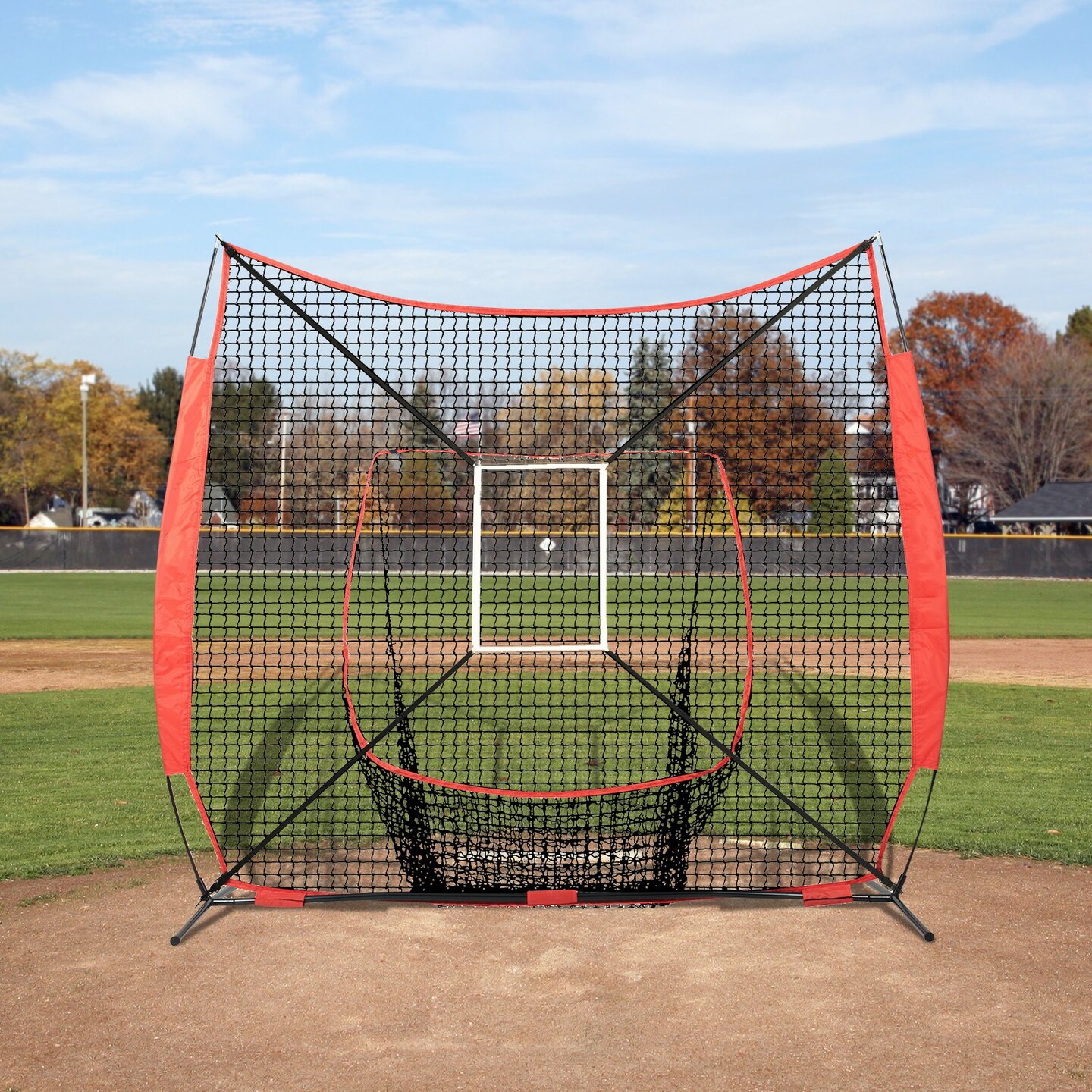 7x7 Feet Portable Baseball Softball Hitting Net with Adjustable Tee and ...