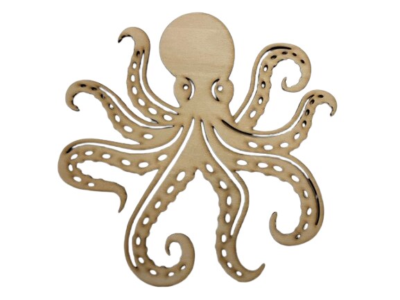 Unfinished Wood Octopus Laser Cutout | Sea Decor | Craft Sign | Home ...