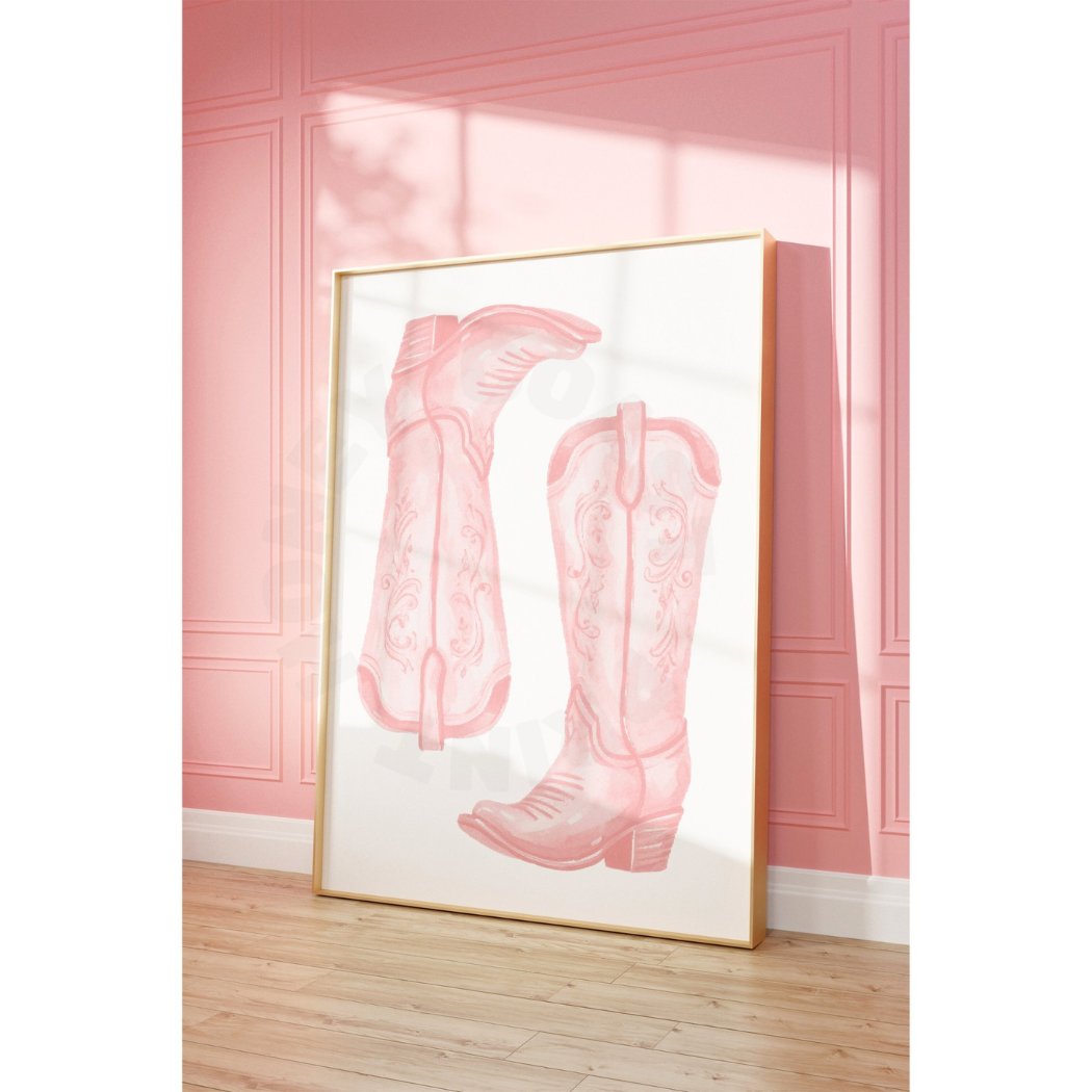 Watercolor Pastel Pink Western Boots Poster | MakerPlace by Michaels