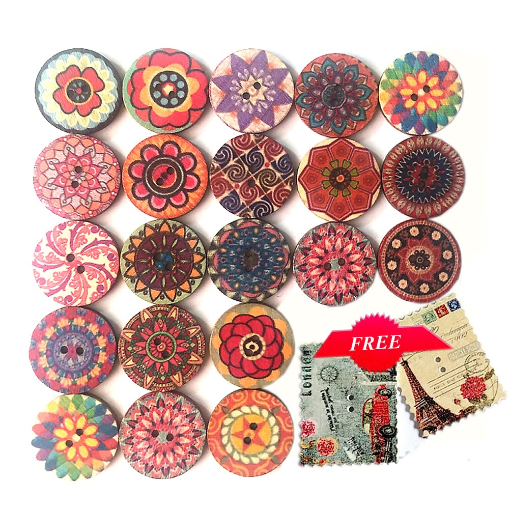 Buttons for sewing, 100pcs 1 inch buttons large wood buttons for crafts ...