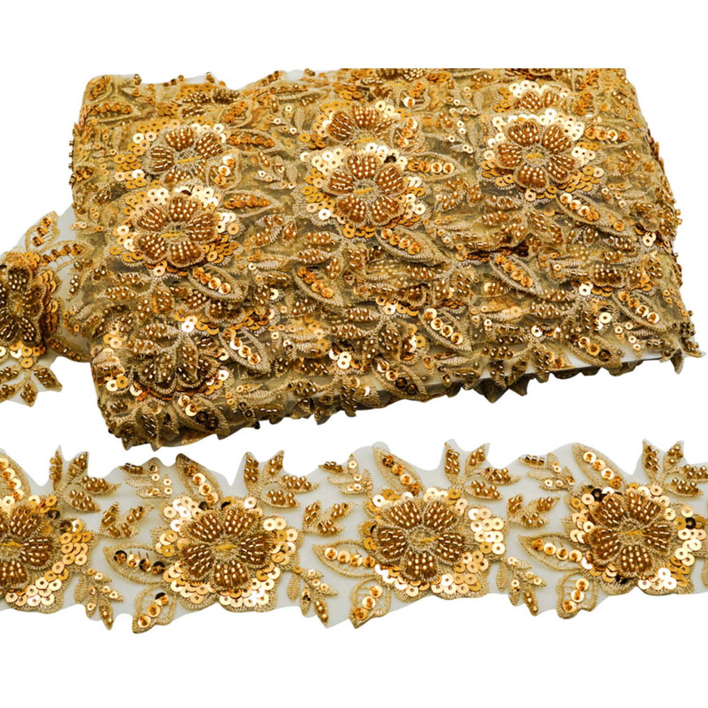 2 1/2"x 10 yards Gold Beaded Sequin Trim | Michaels