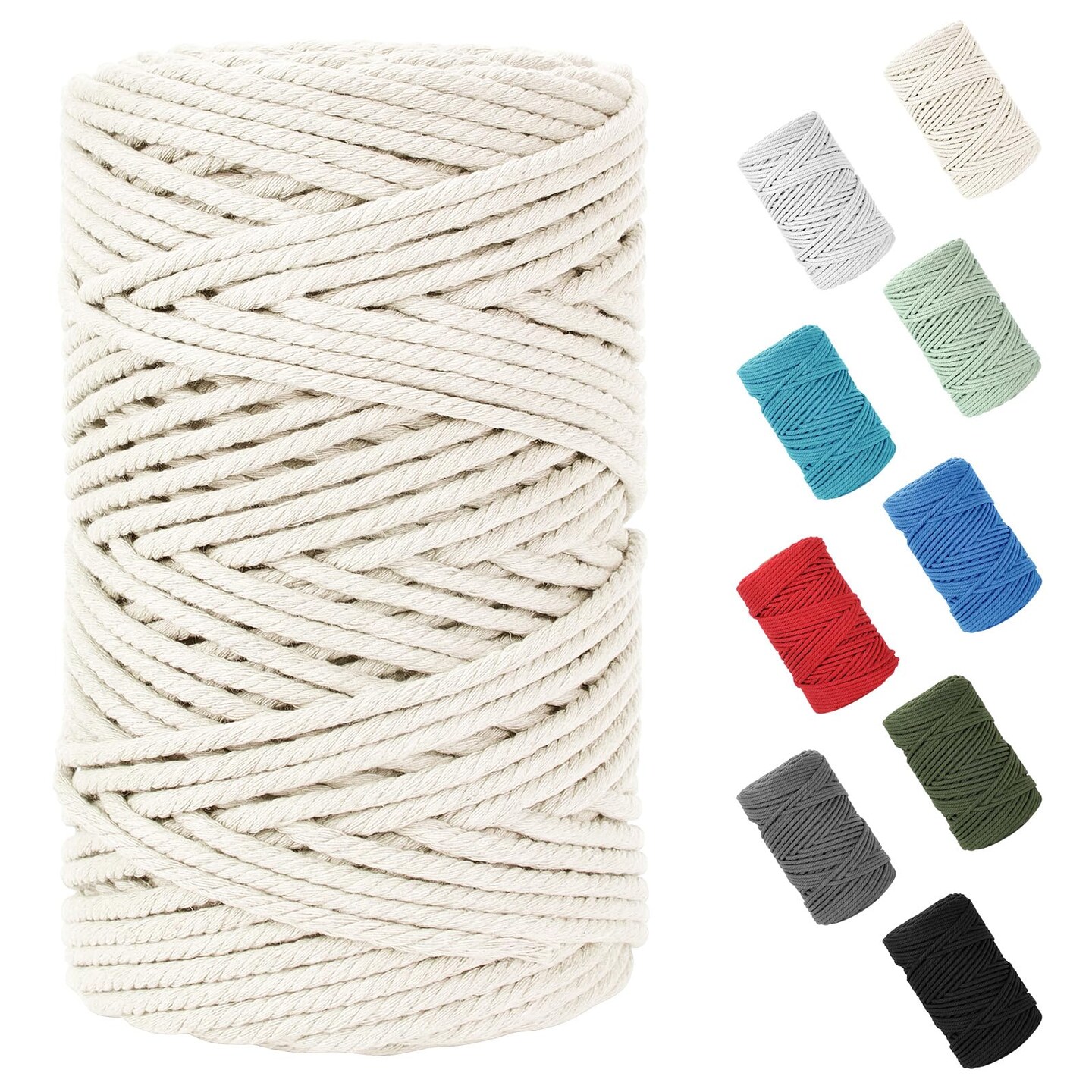 Macrame Cord 5mm x 109Yards (328Feet), Natural Cotton Macrame Rope - 4 ...