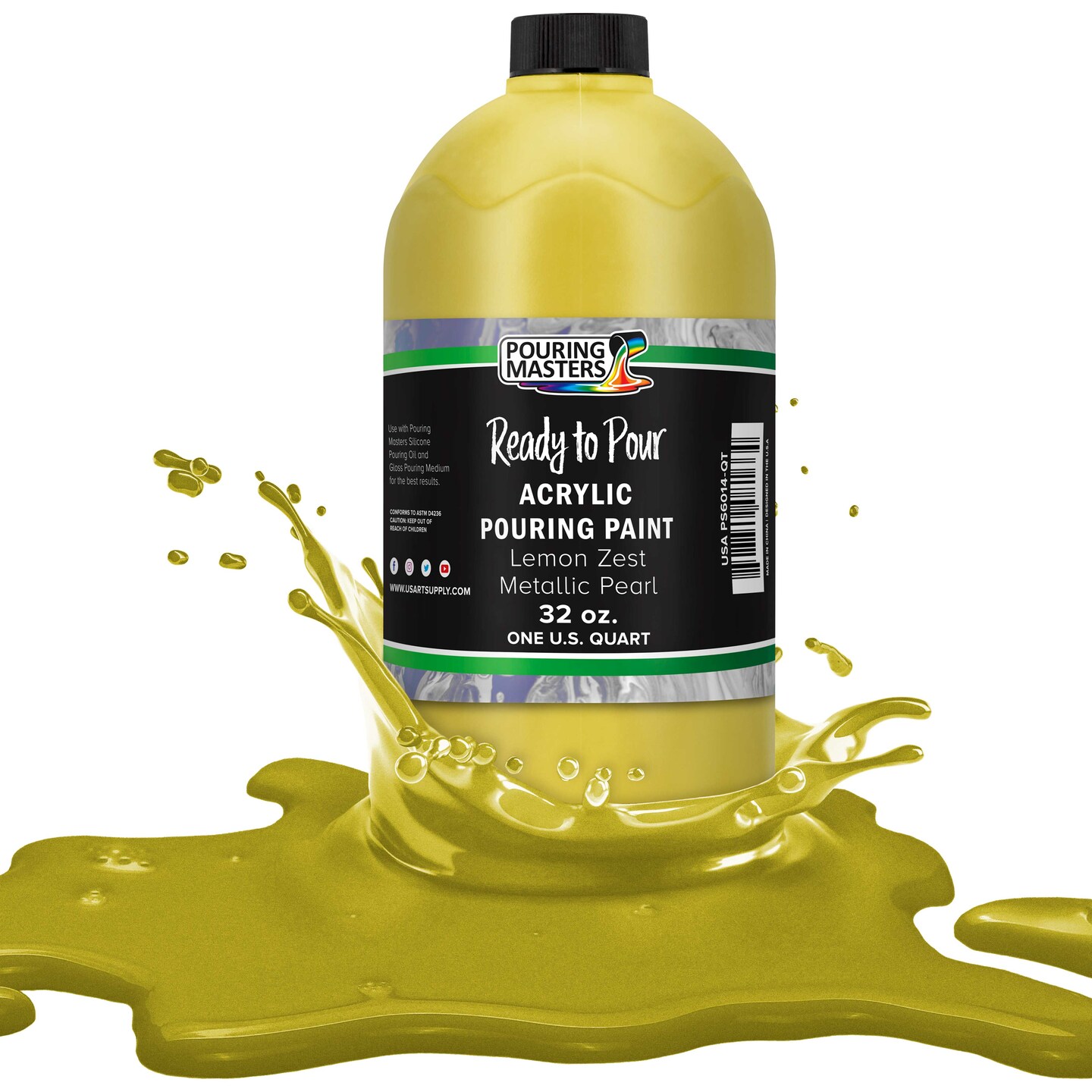 Lemon Zest Metallic Pearl Acrylic Ready to Pour Pouring Paint Premium ...
