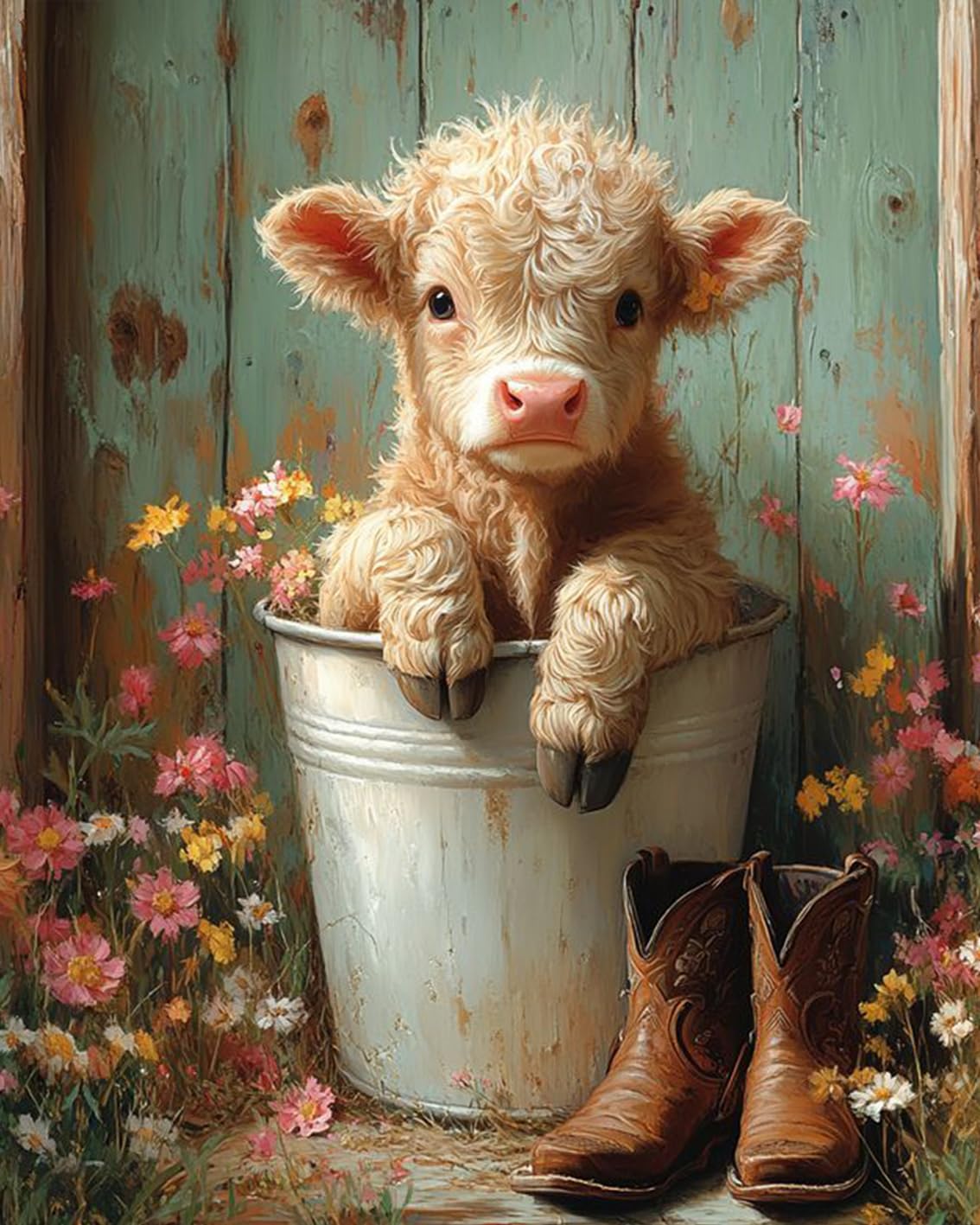 DIY Cute Cow Paint by Numbers Kit for Adults Beginners,Simple Highland ...