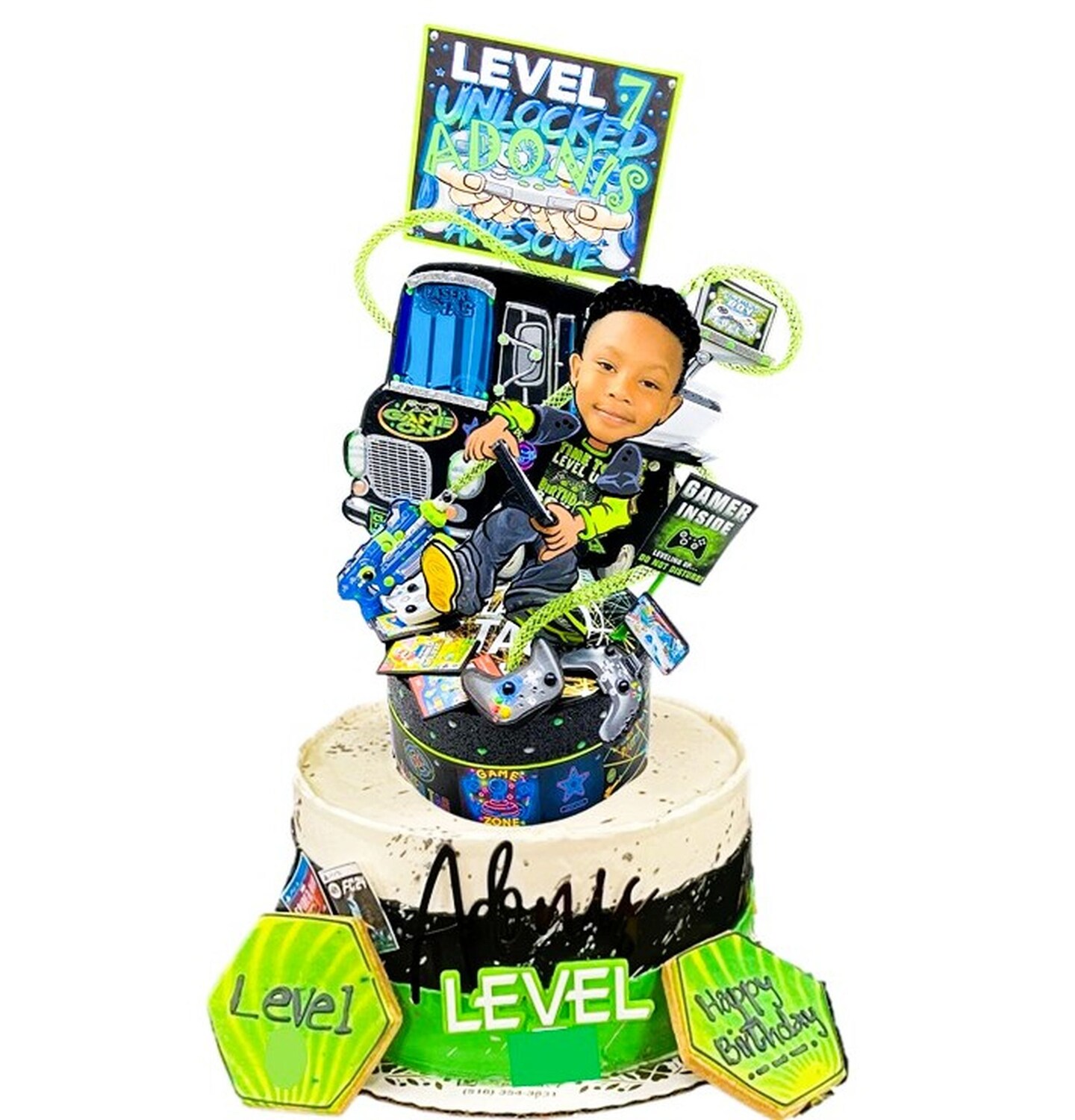 Video Game party birthday cake topper, Level unlocked party centerpiece ...