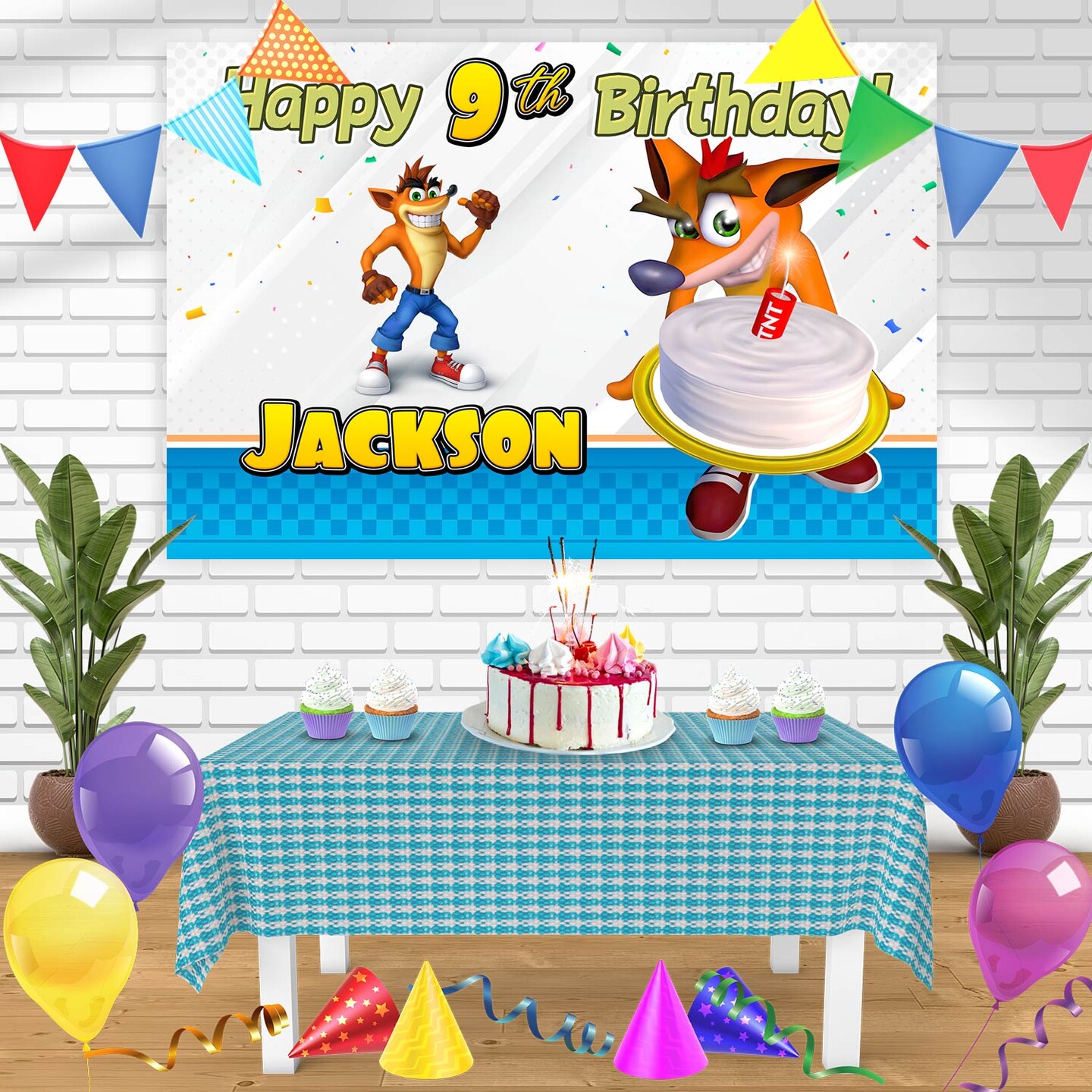 Crash Bandicoot TNT Birthday Birthday Personalized Party Backdrop ...