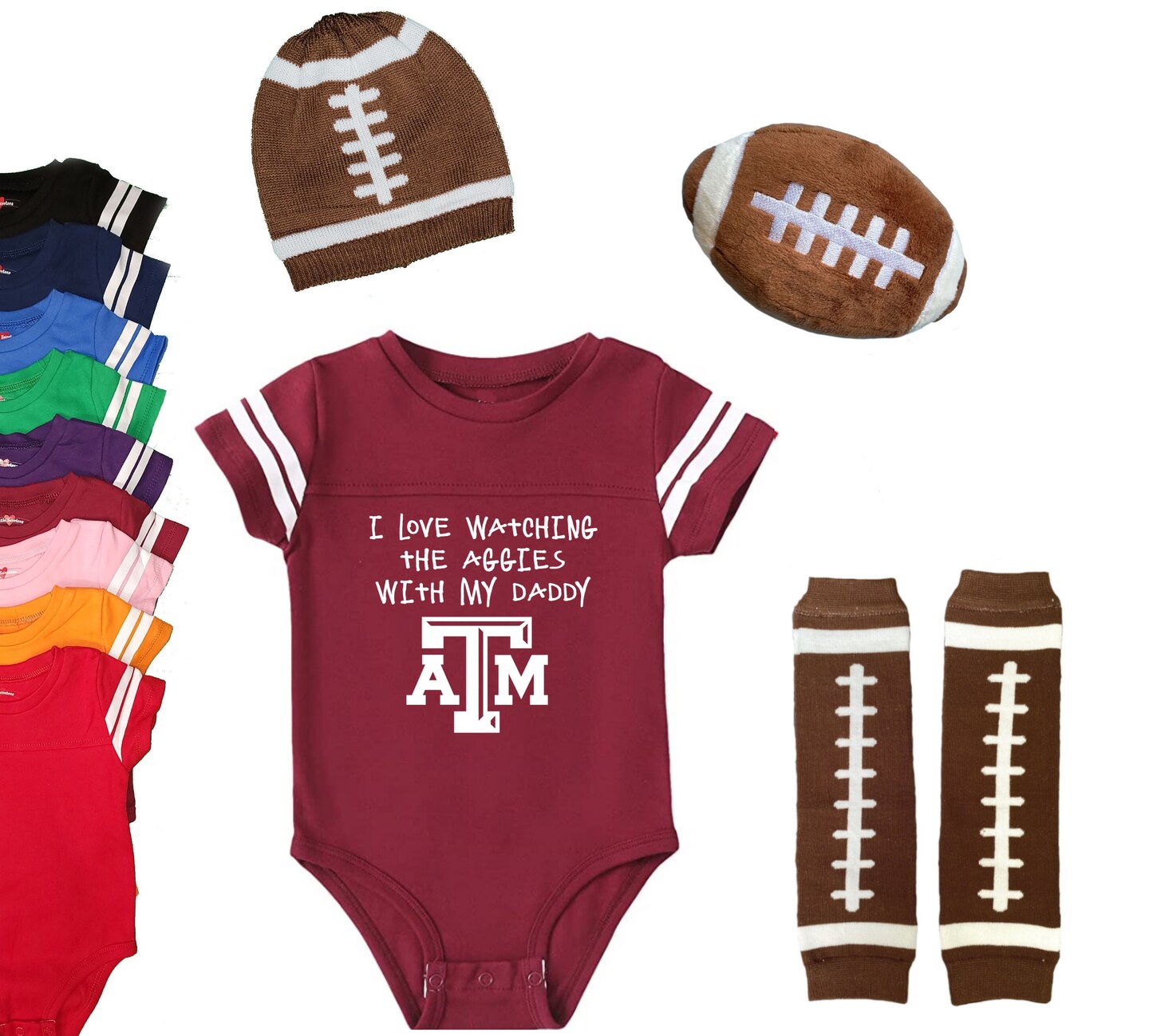 Football Onesie Outfit Set I Love Watching With Daddy Mommy Etc ...
