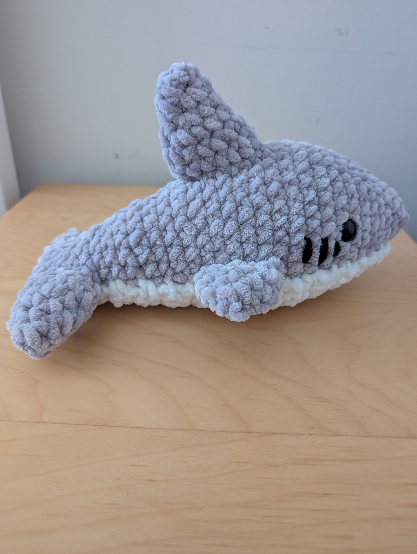 Grey Crochet Shark Amigurumi handmade chenille yarn | MakerPlace by ...