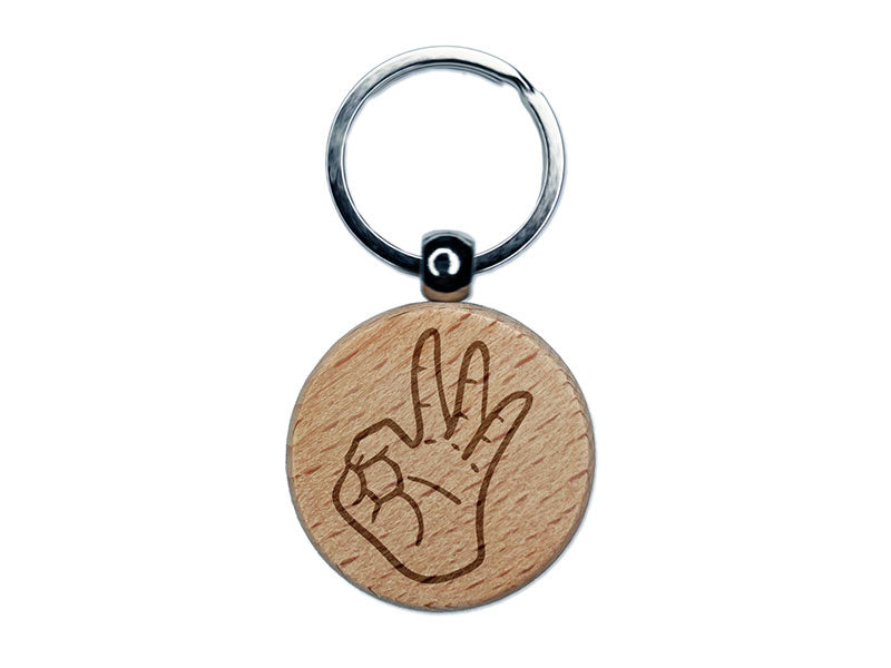 OK Okay Hand Sign Engraved Wood Round Keychain Tag Charm | Michaels