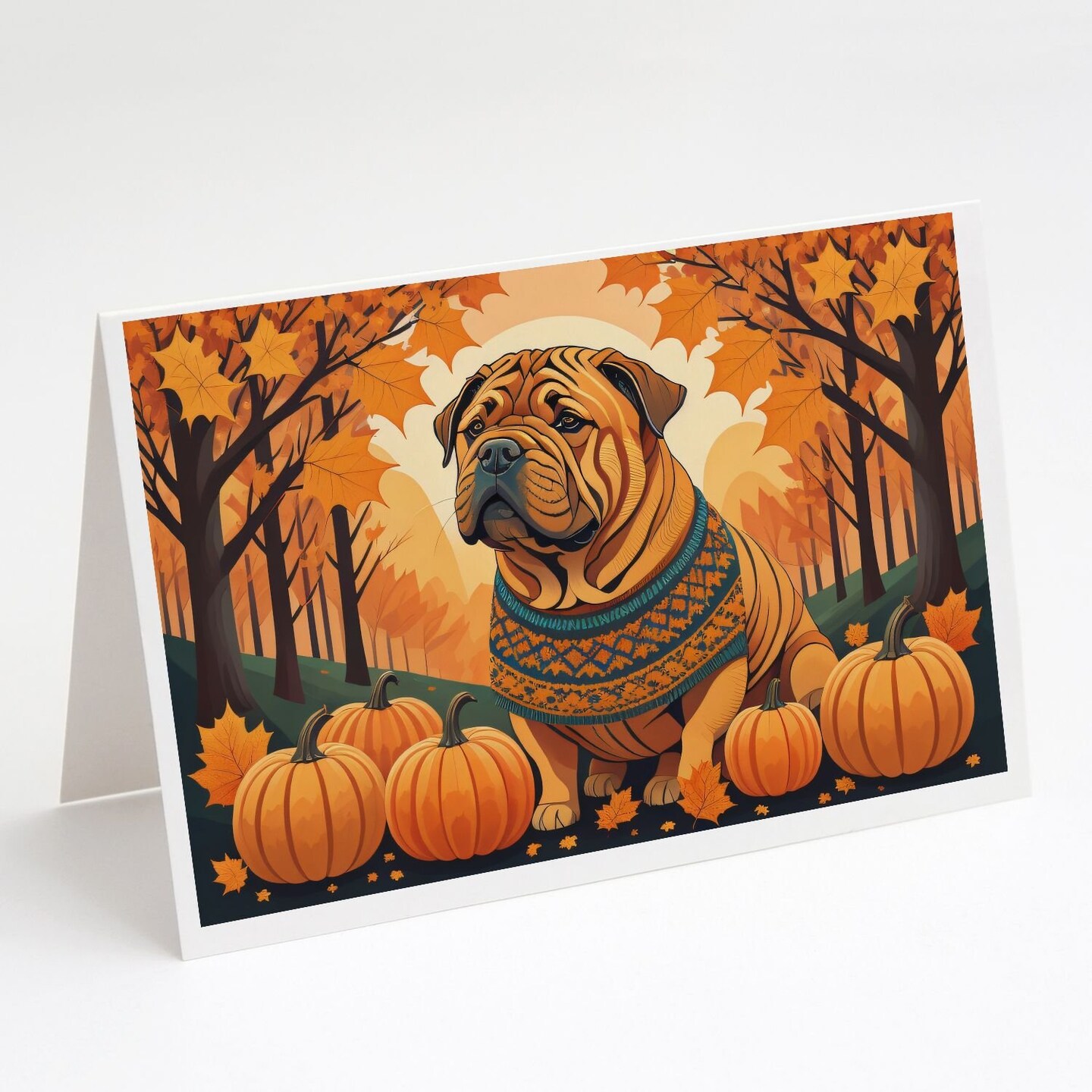 Edge Collections - 5" x 7" - Orange - Shar Pei Fall Greeting Cards ...
