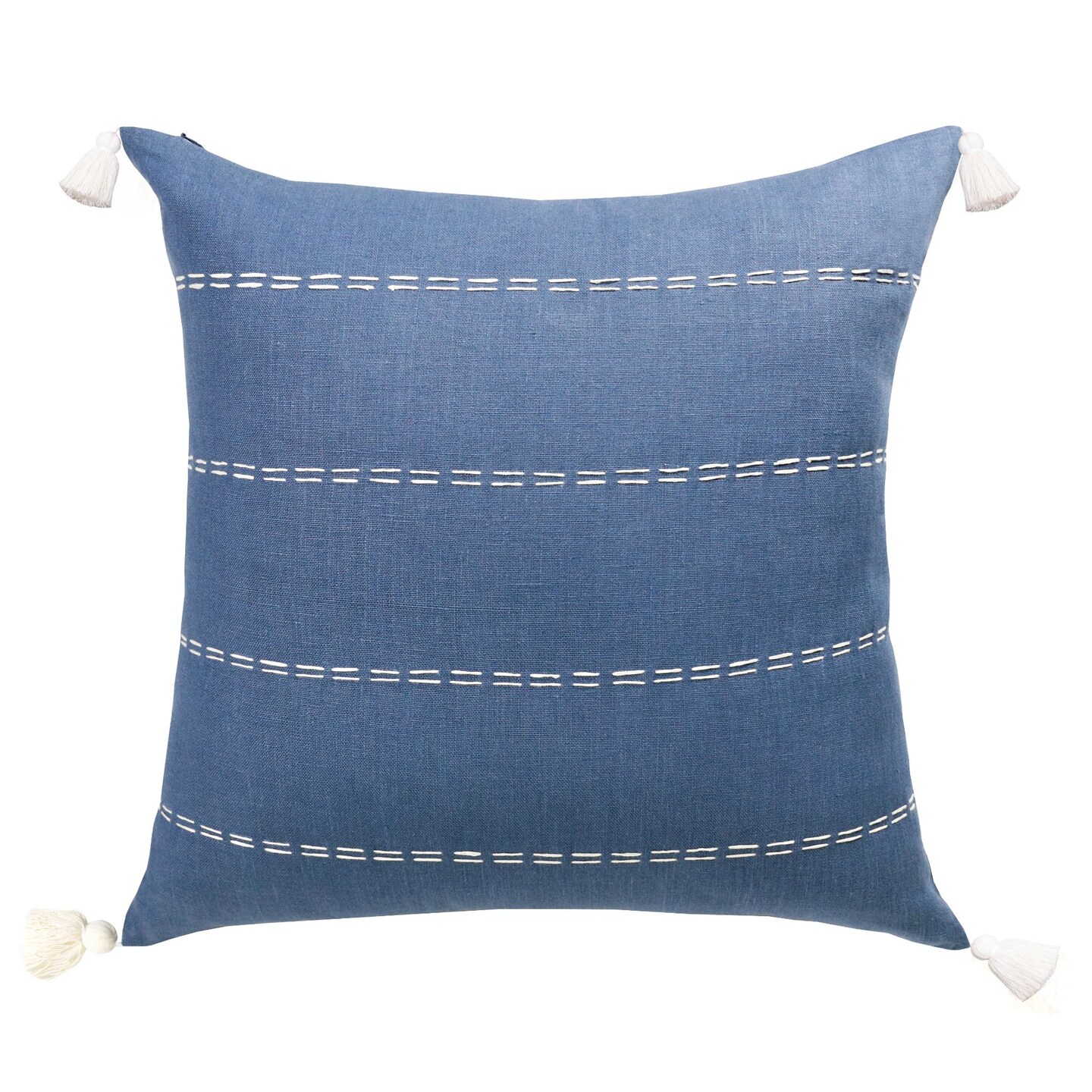 Laddha Home Designs Handwoven Striped Square Throw Pillow with Tassels ...