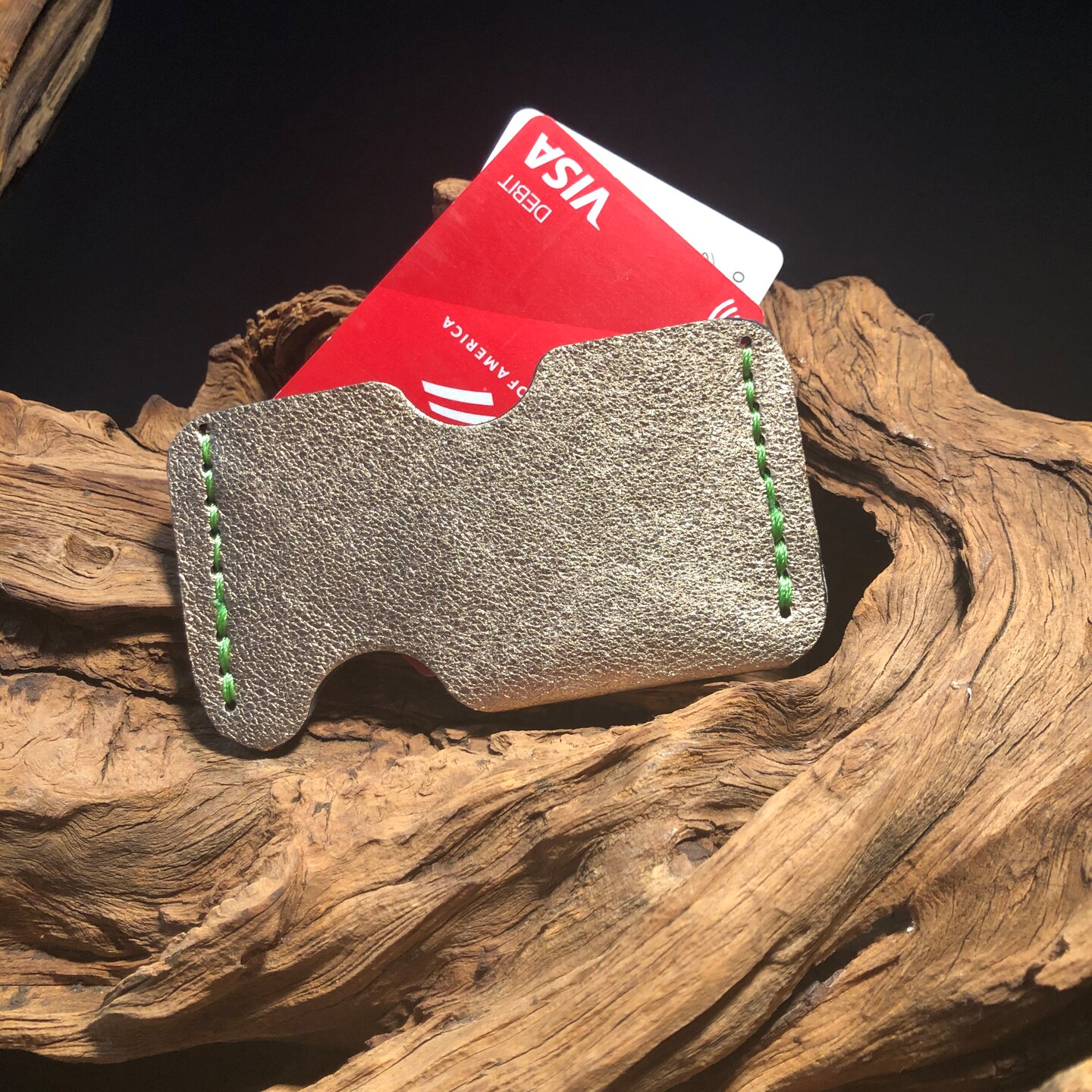 RFID Shielded Double Pocket Card Holder Rose Gold Metallic Leather ...