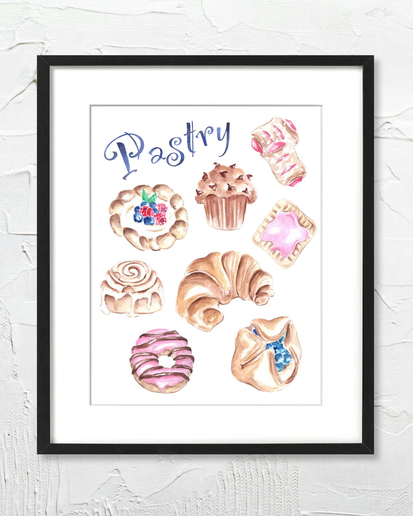 Pastry Watercolor Art Print | Food Illustration | Bakery Wall Art ...