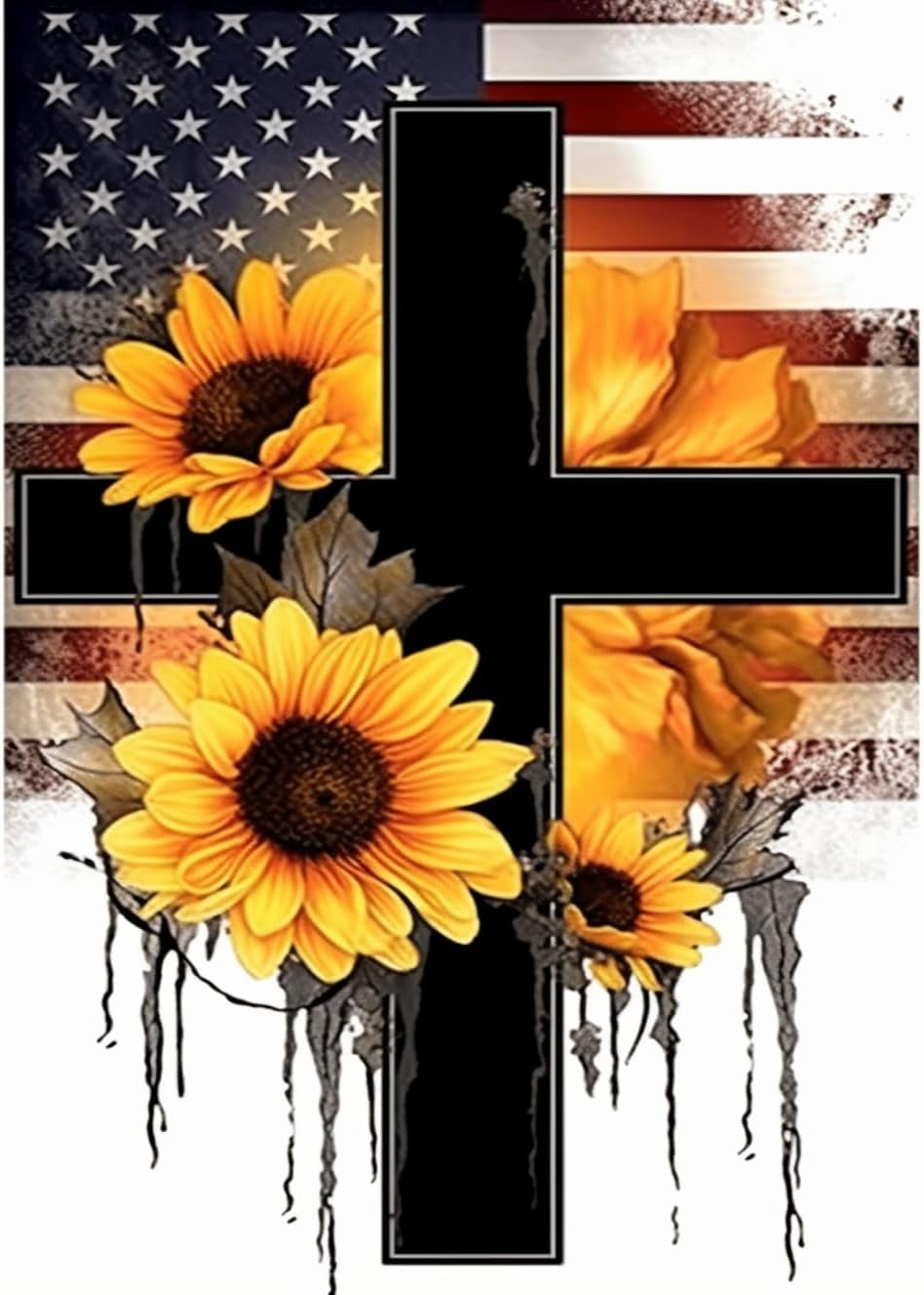 Flag Cross Diamond Painting Kit for Adult, Full Round Diamond Dots Art ...