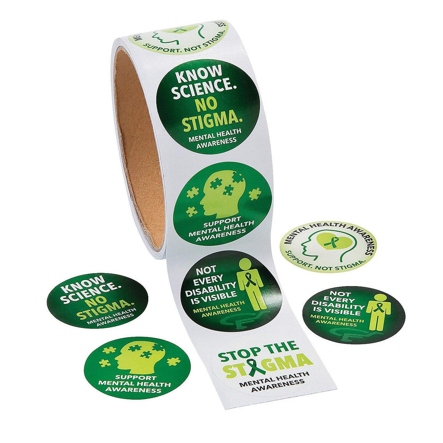 1 1/2" Green Mental Health Awareness Paper Sticker Roll 100 Pc | Michaels