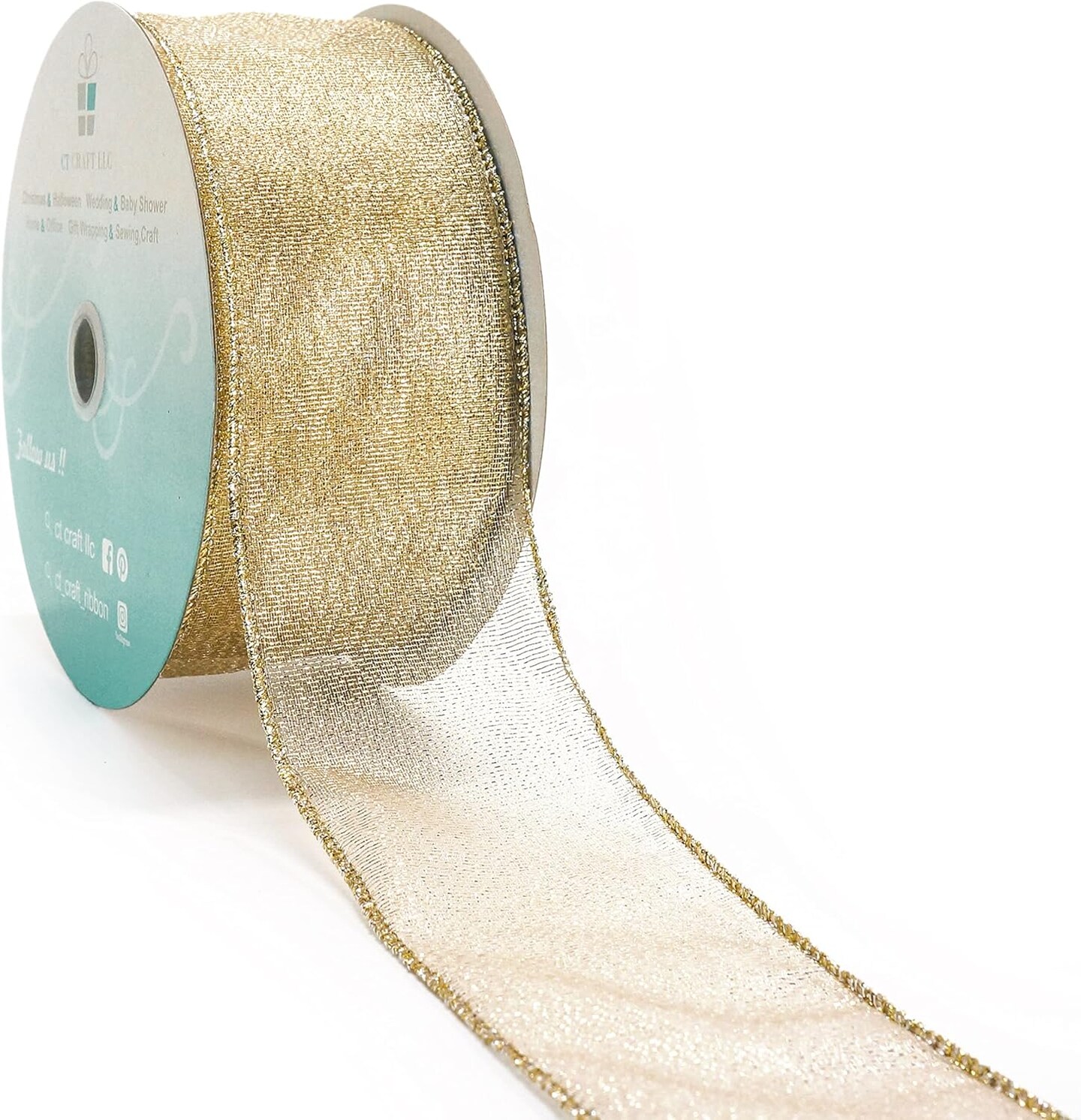 Gold Metallic Wired Ribbon (Champagne Gold) 1433"L x 2.5"W | Michaels