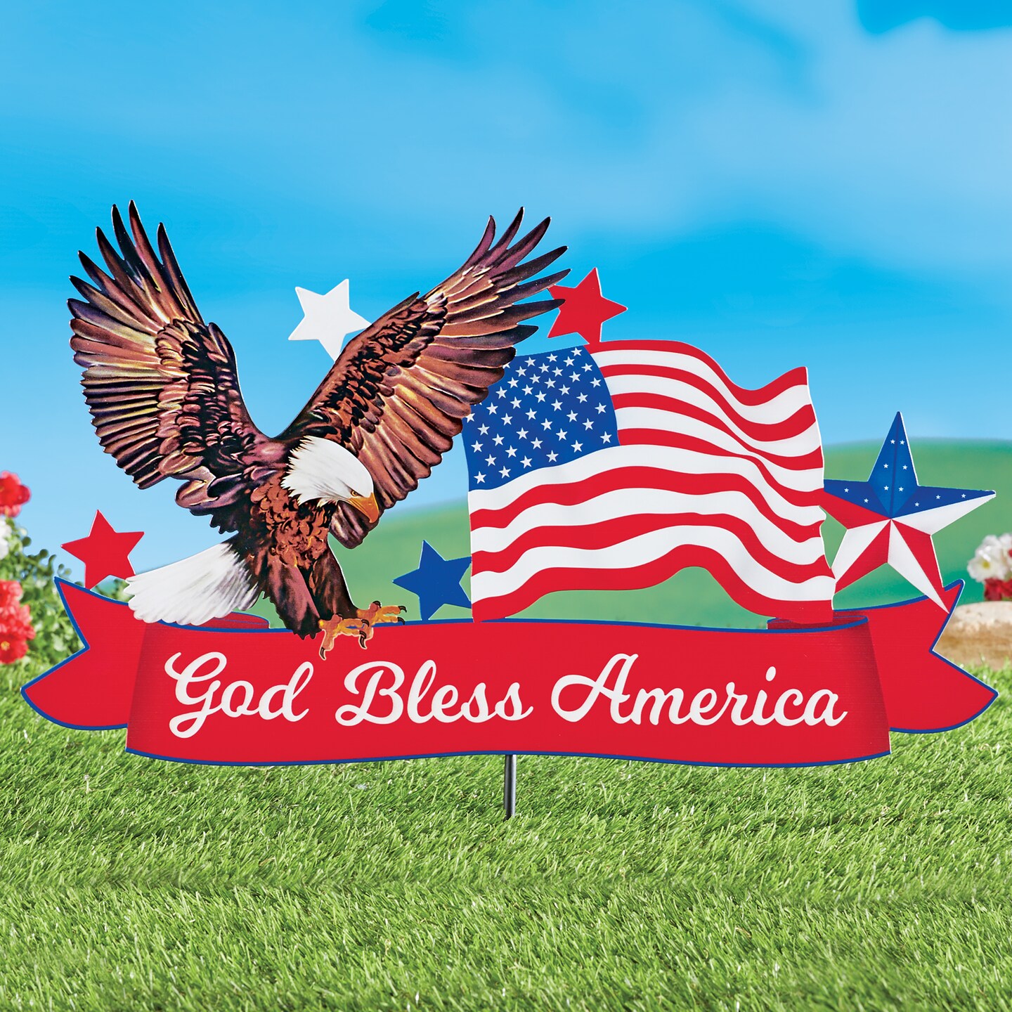 Collections Etc God Bless America Patriotic Bald Eagle Stake | Michaels