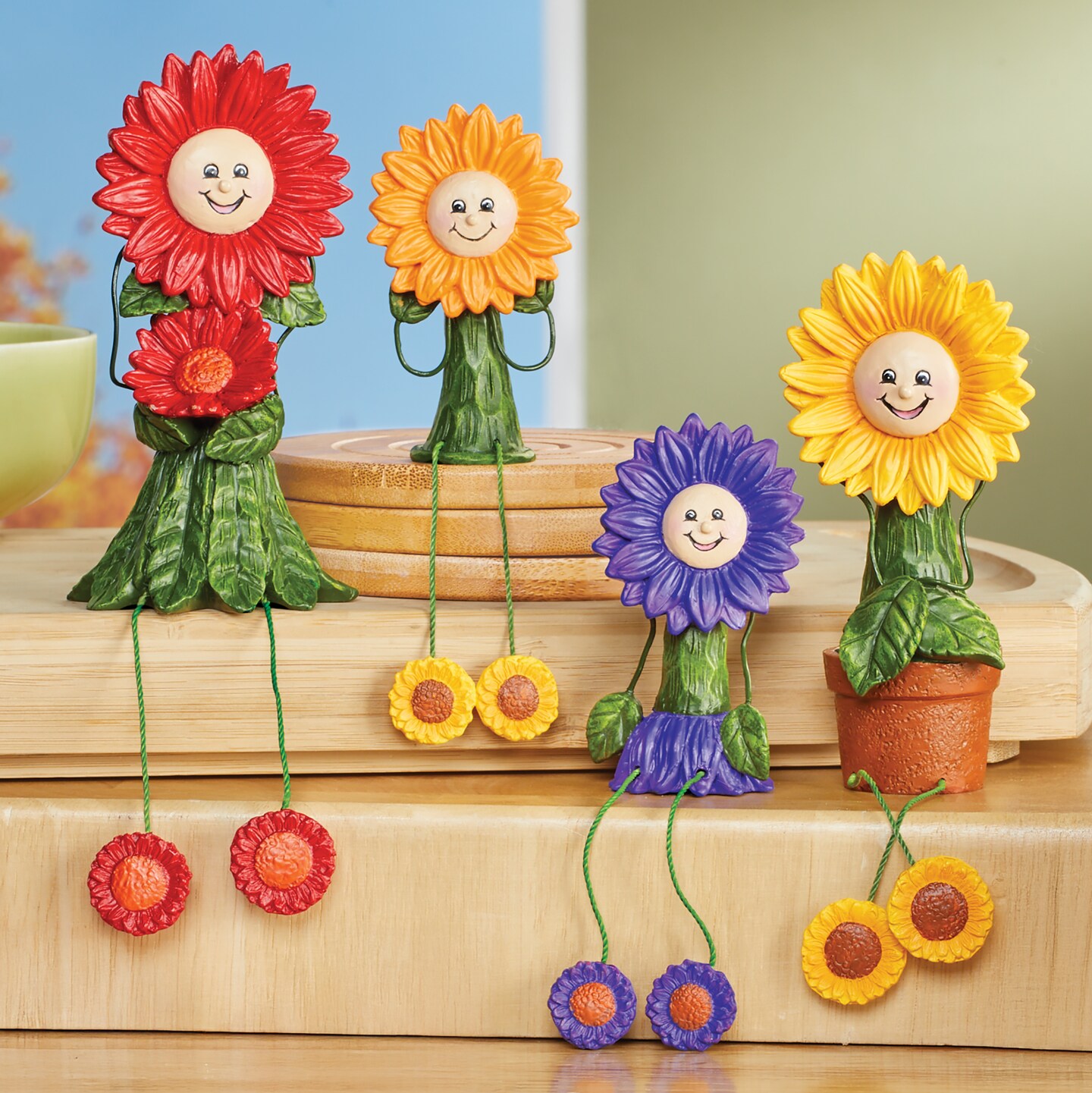 Collections Etc Hand-Painted Adorable Mum Sitters - Set of 4 | Michaels