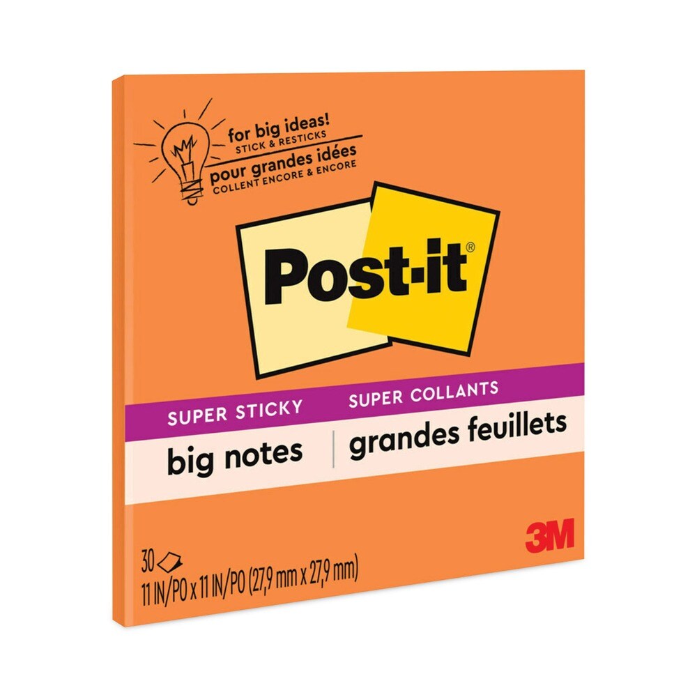 Post-it Notes Super Sticky 11 in. x 11 in. Unruled Big Notes - Orange ...