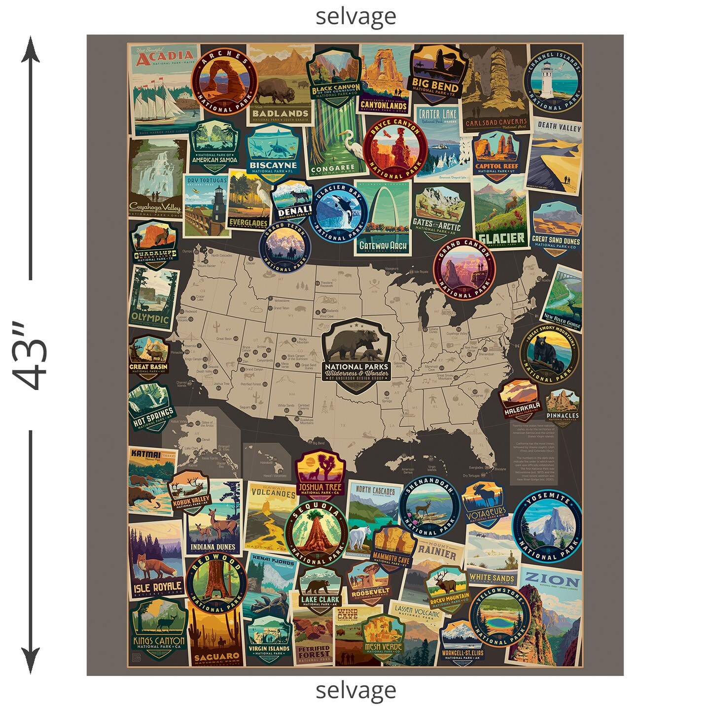 National Parks USA Map Panel (2024) (pd15090-panel) | National Parks | Anderson Design Group ...