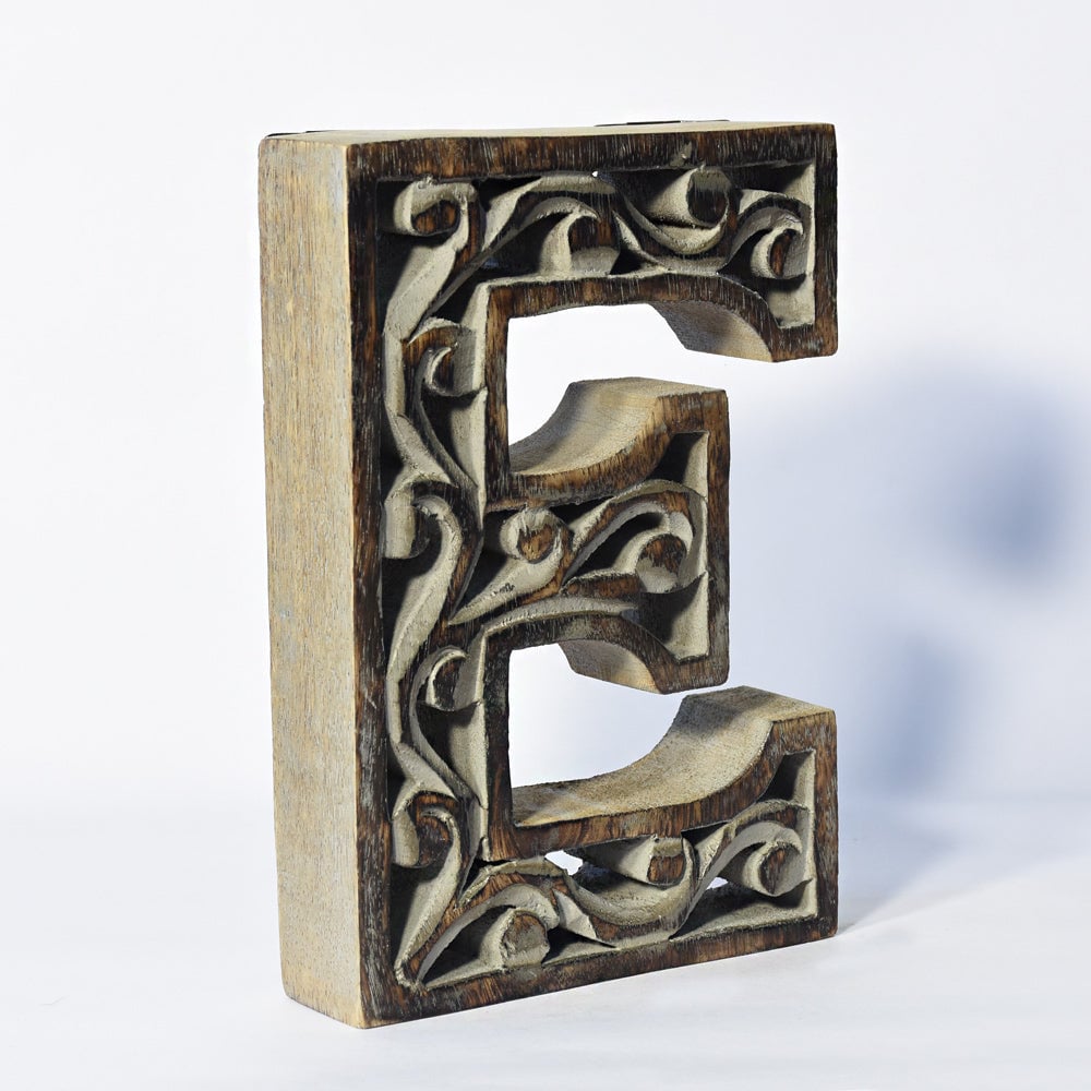 Vintage Gray Handmade Wooden Alphabet Letter Block Eco-Friendly Decor ...