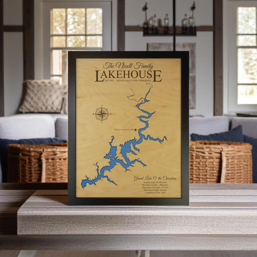 Personalized Gifts - Wood Lake Maps - Lakehouse Decor, Map, Watercolor ...