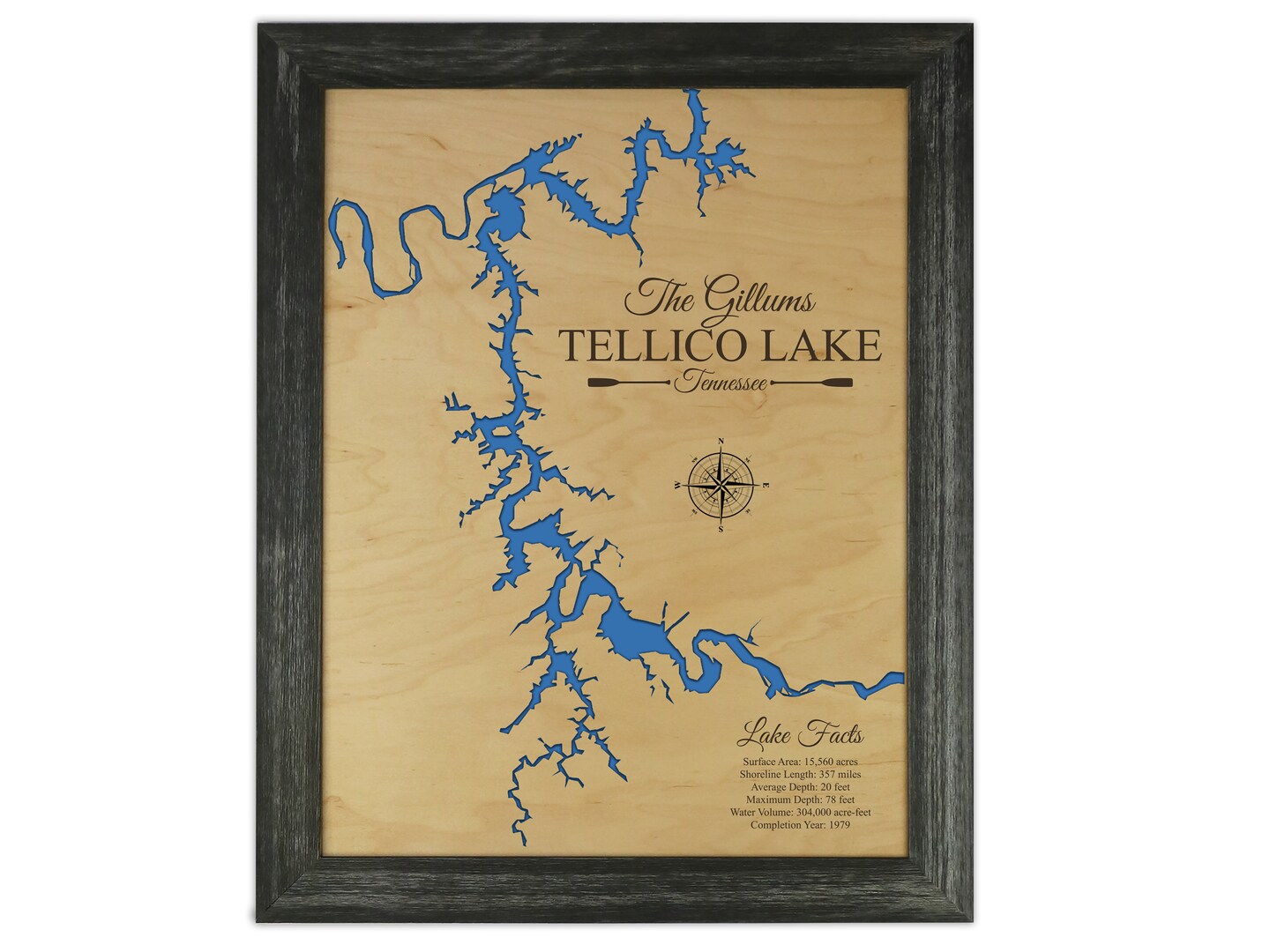 Lake House Gift -Christmas Gift for Dad, Wood Wall Map, Depth Map ...