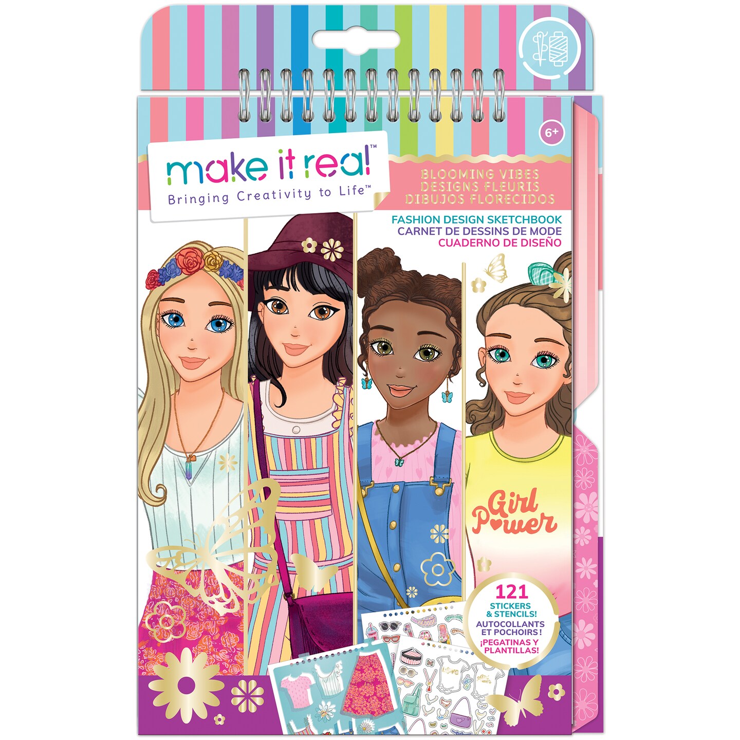 Make It Real: Fashion Design Sketchbook: Blooming Vibes - Includes 121 ...