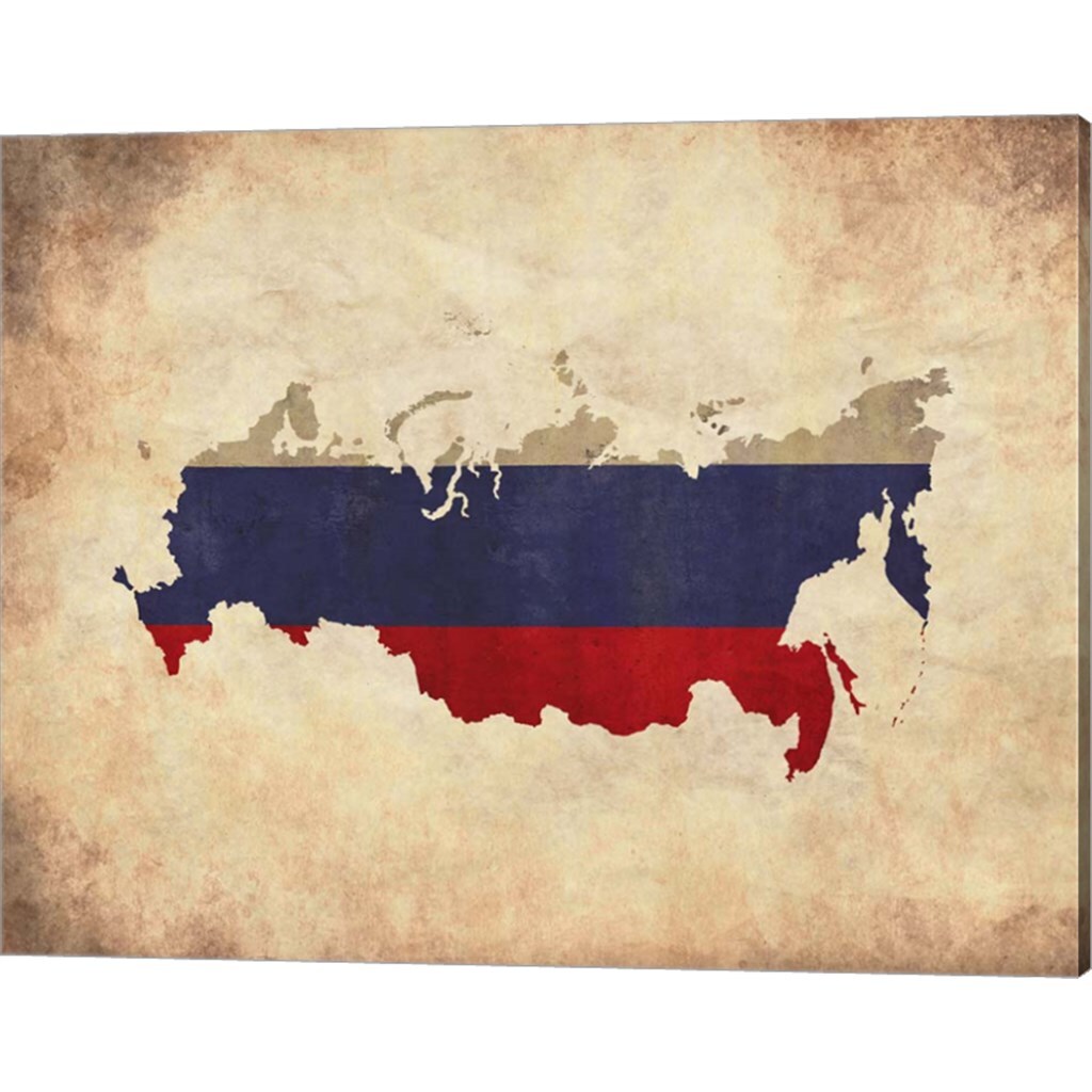 Map with Flag Overlay Russia by Color Me Happy 20" x 16" Canvas Wall ...