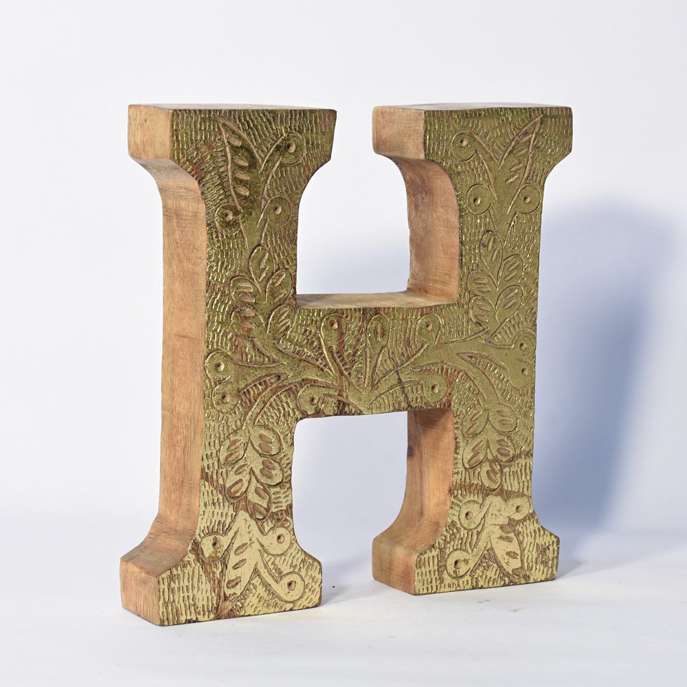 Handmade Eco-Friendly Gold Alphabet Letter Block Wall Mount Tabletop ...