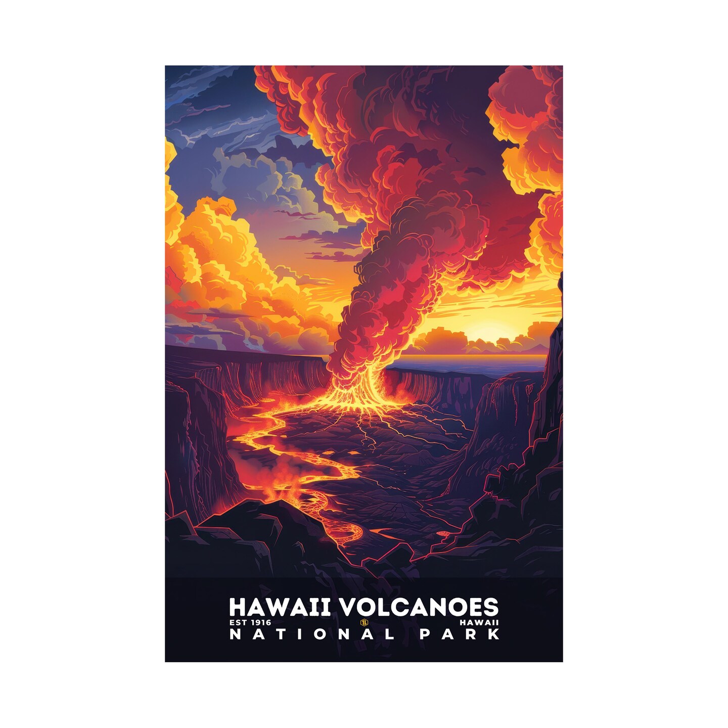 Hawaii Volcanoes National Park Poster, Travel Art, Office Poster, Home ...