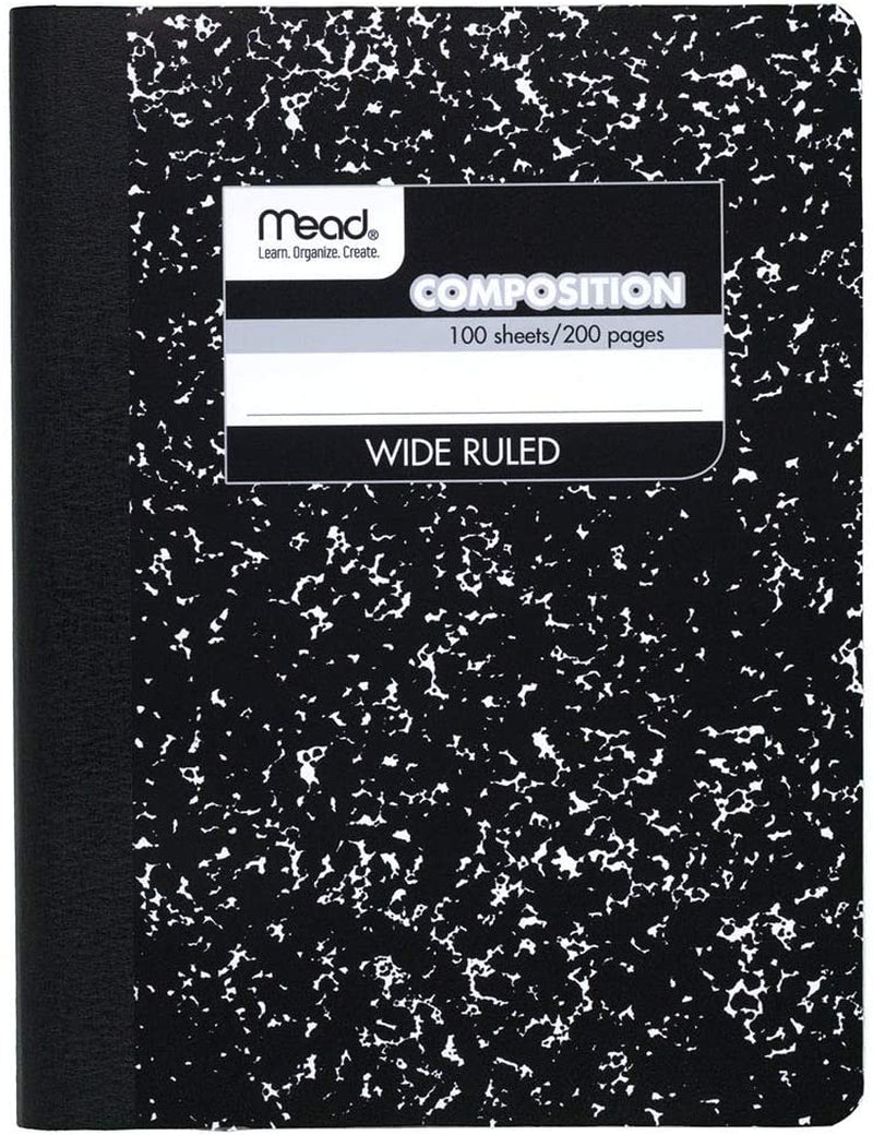 Composition Notebooks, 3 Pack, Wide Ruled Paper, 9-3/4" X 7-1/2", 100 ...