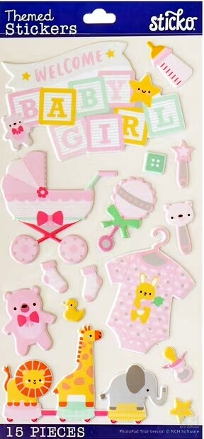 Sticko Welcome Baby Girl Dimensional Puffy Stickers | Michaels