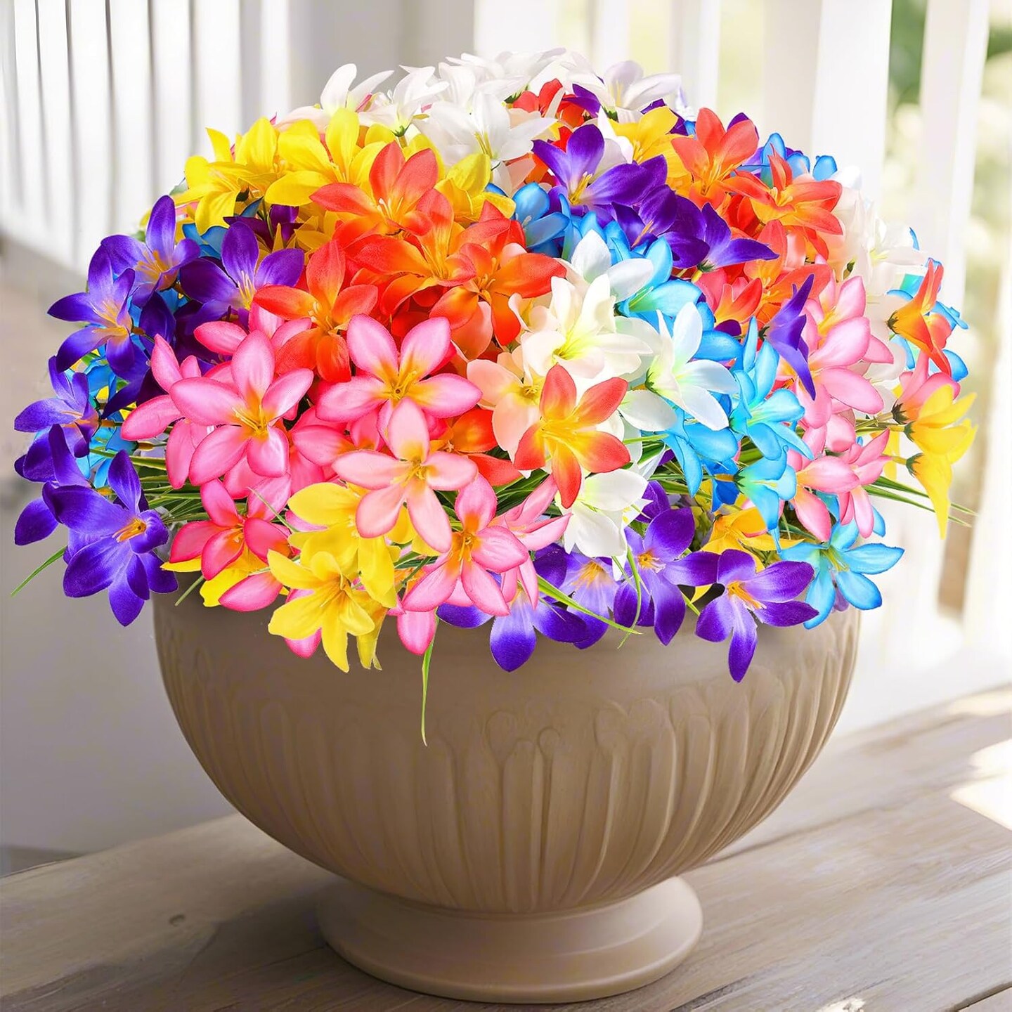 Artificial Fake Flowers for Outdoor Spring Decoration, 12 Bundles UV ...