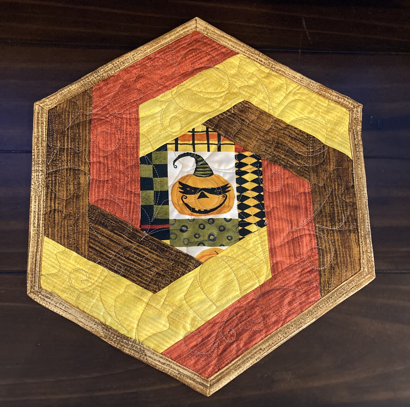 October Pumpkin Witch Quilted Table Topper | MakerPlace by Michaels