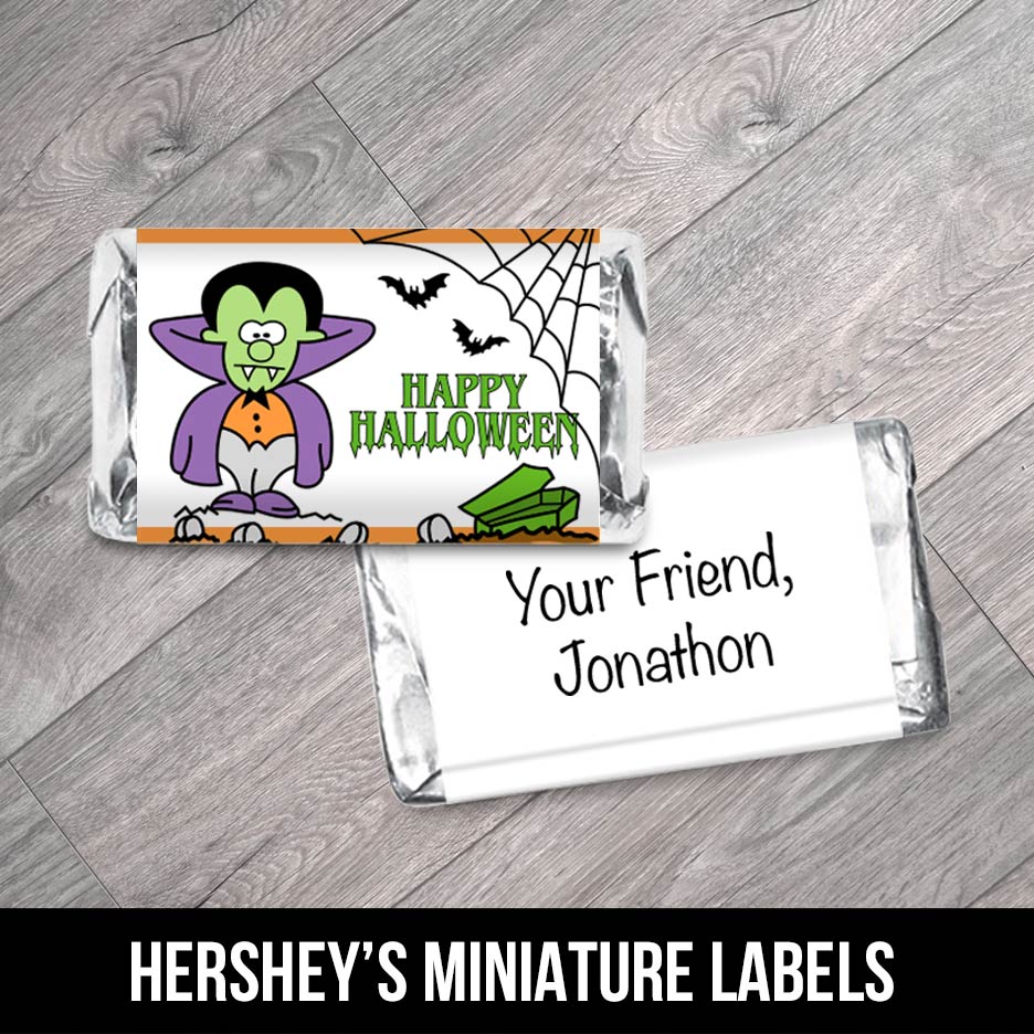 Set of 42 - Dracula Mini Halloween Candy Bar Labels. Personalized ...