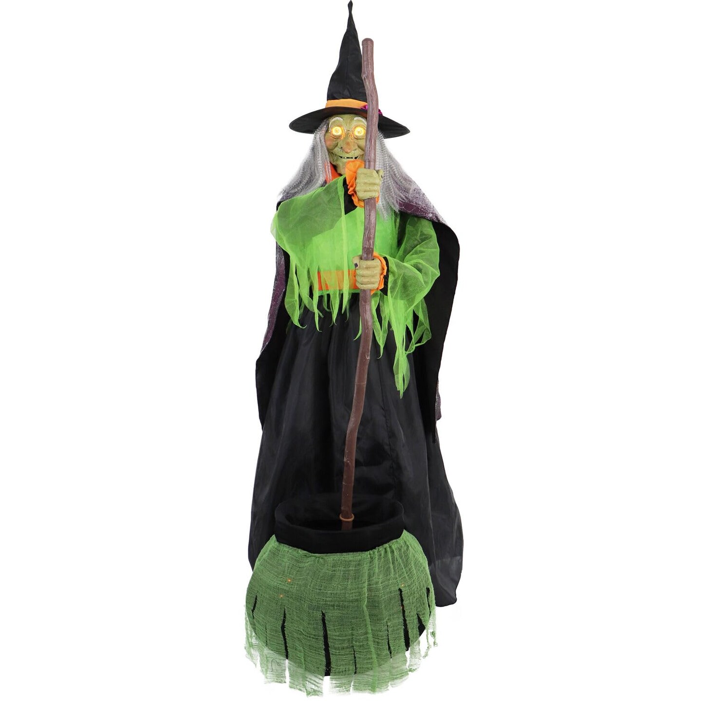 Haunted Hill Farm 6-Ft. Tall Cauldron Witch Motion-Activated Spooky ...