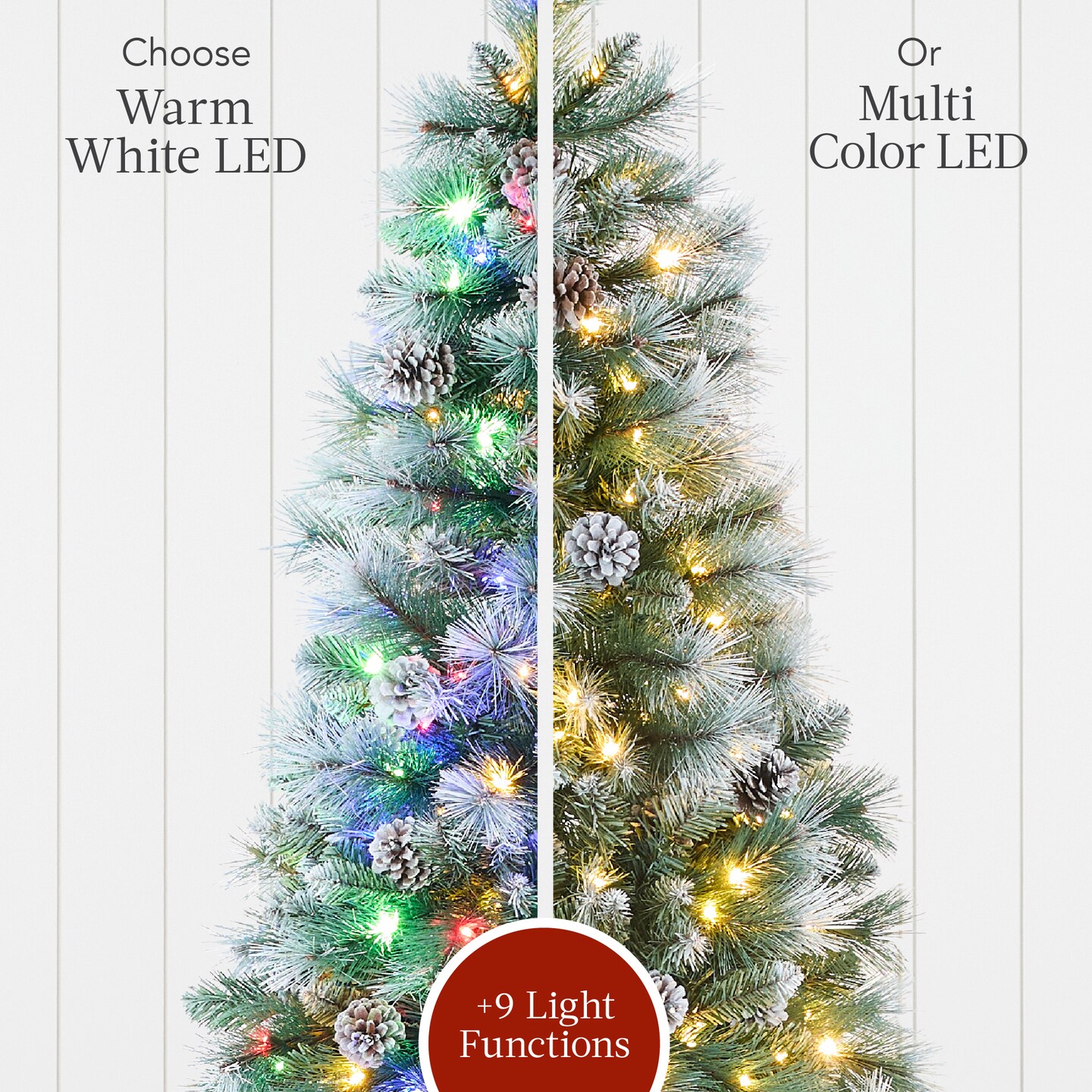 Best Choice Products Pre-Lit Artificial Scotch Pine Pencil Christmas Tree w/ LED Lights Metal ...