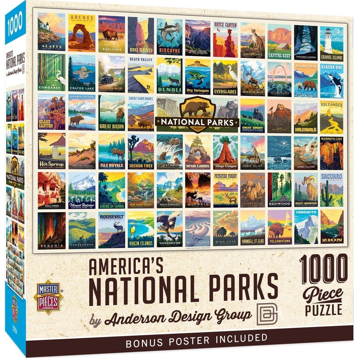 National Parks Vintage Collage Puzzle 1000 Piece Masterpieces 19.25X26 ...