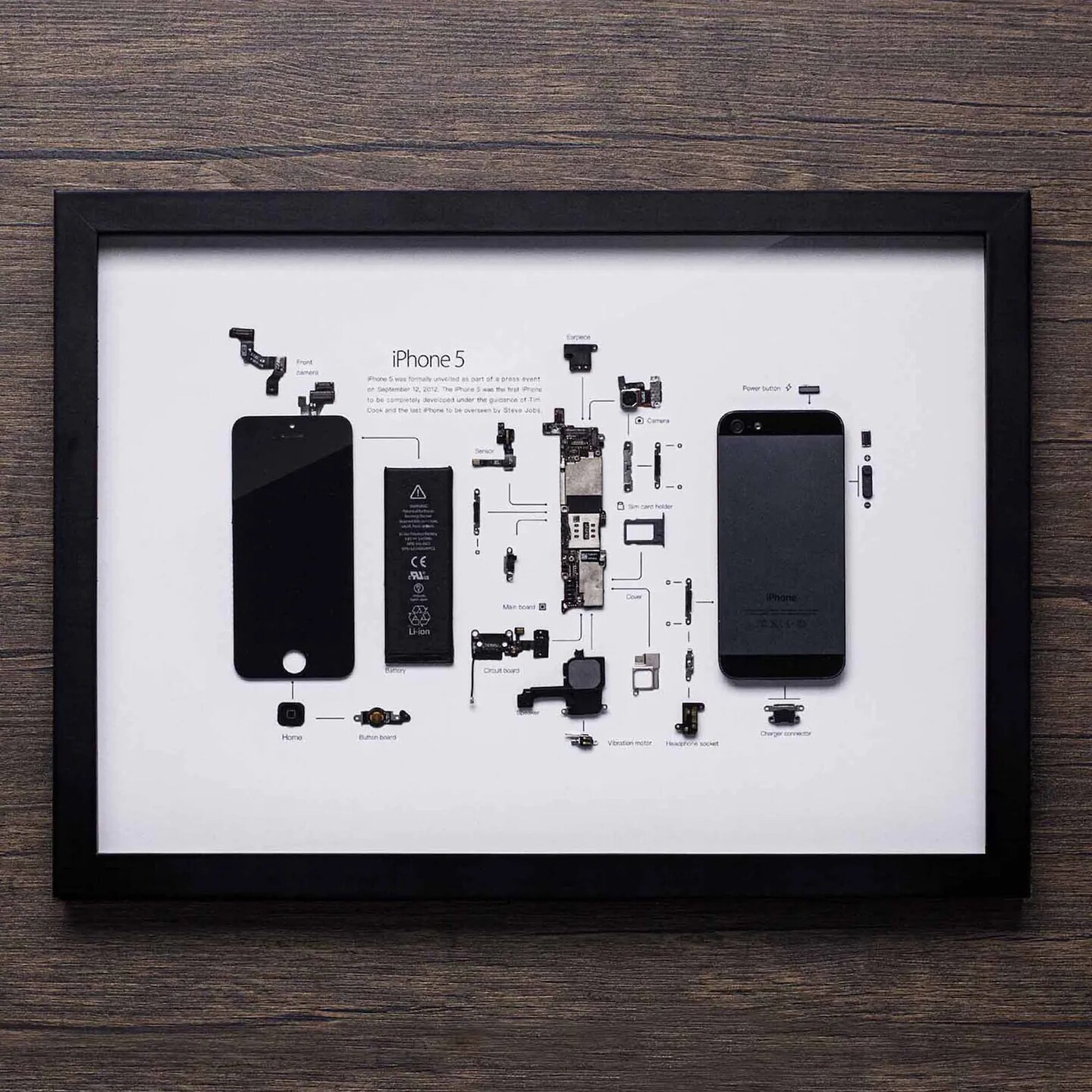 Framed iPhone 5 Disassembled Phone Teardown iphone Wall Art Gifts for ...